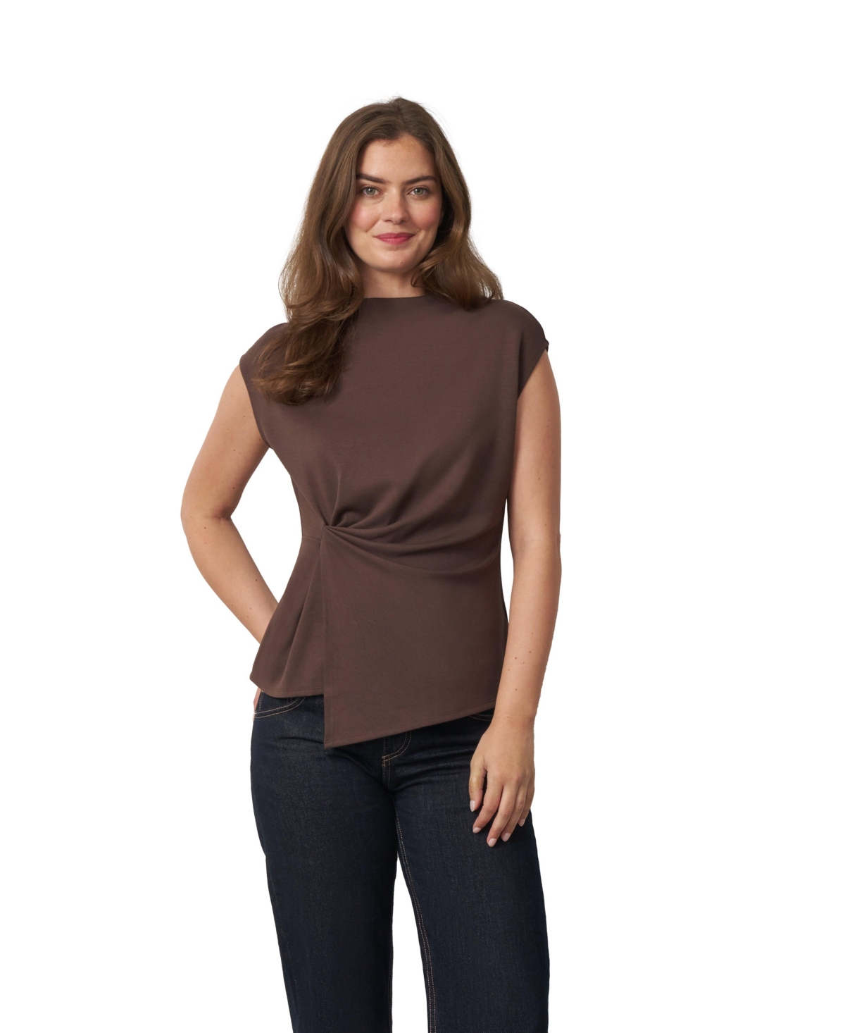 Click here for Cable & Gauge Womens Funnel Neck Asymmetric Top -... prices