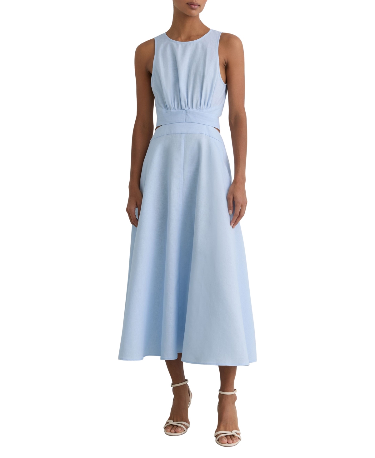 Click here for Reiss Womens Hazel Fit & Flare Cutout Midi Dress -... prices