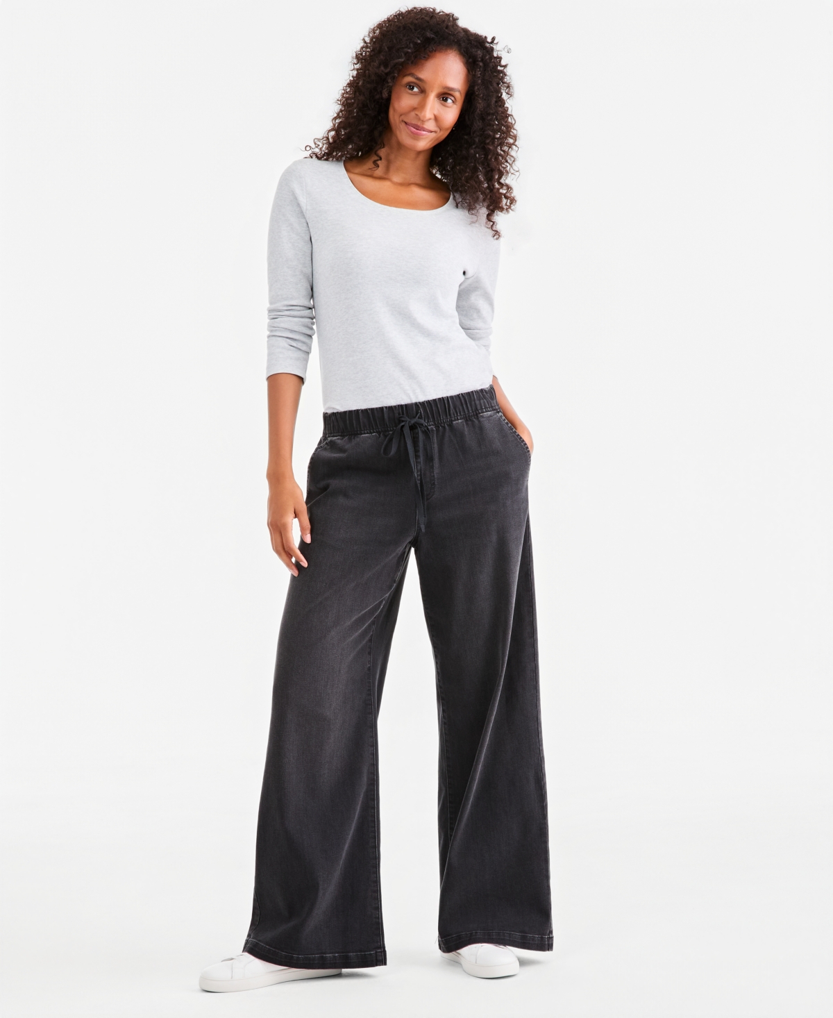 Click here for Style & Co Womens High-Rise Wide-Leg Pull-On Denim... prices