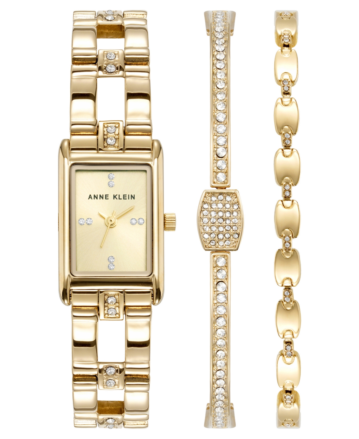 Click here for Anne Klein Womens Quartz Rectangle Gold-Tone Alloy... prices