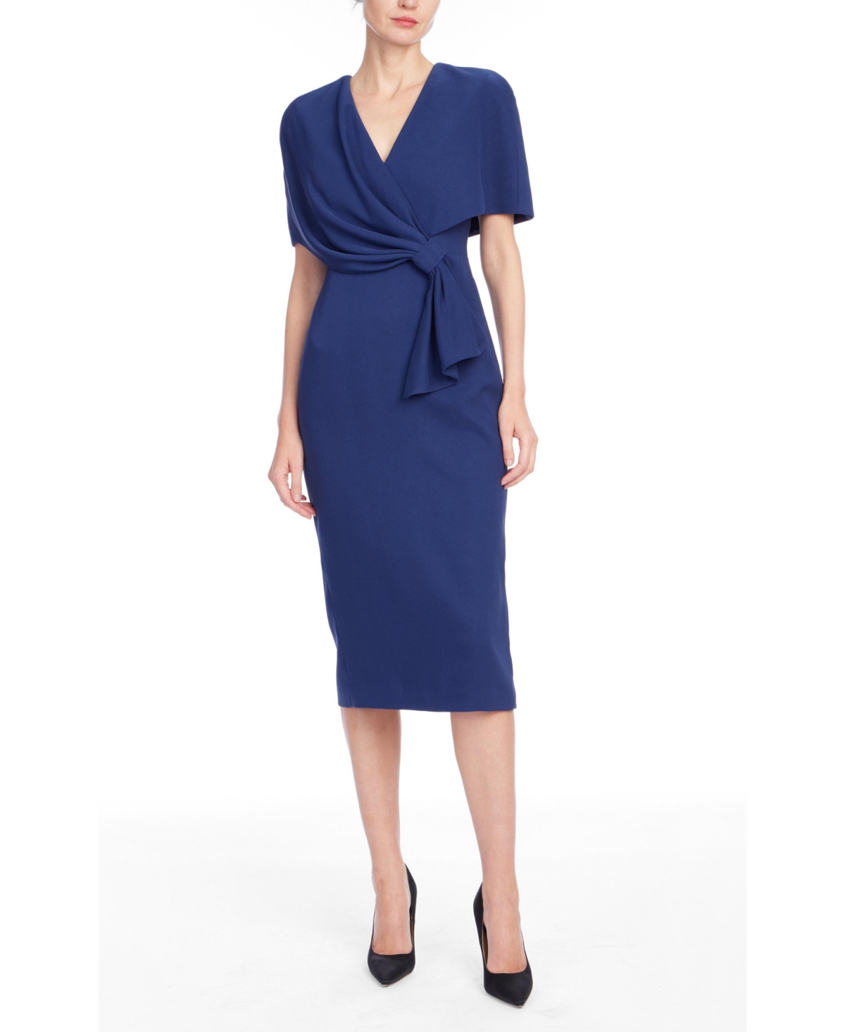 Click here for Badgley Mischka Womens Wrap-Shoulder Sheath V-Neck... prices