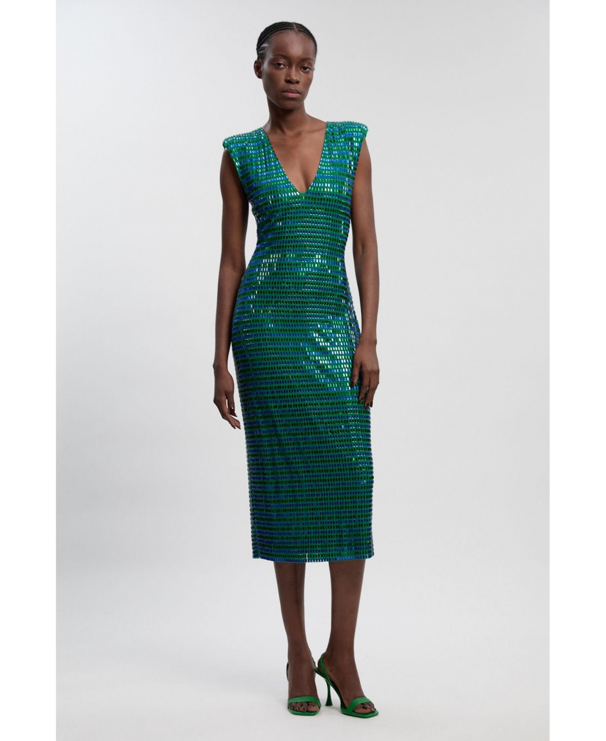 Click here for Karen Millen Womens Plunge V-Neck Sleeveless Midi... prices
