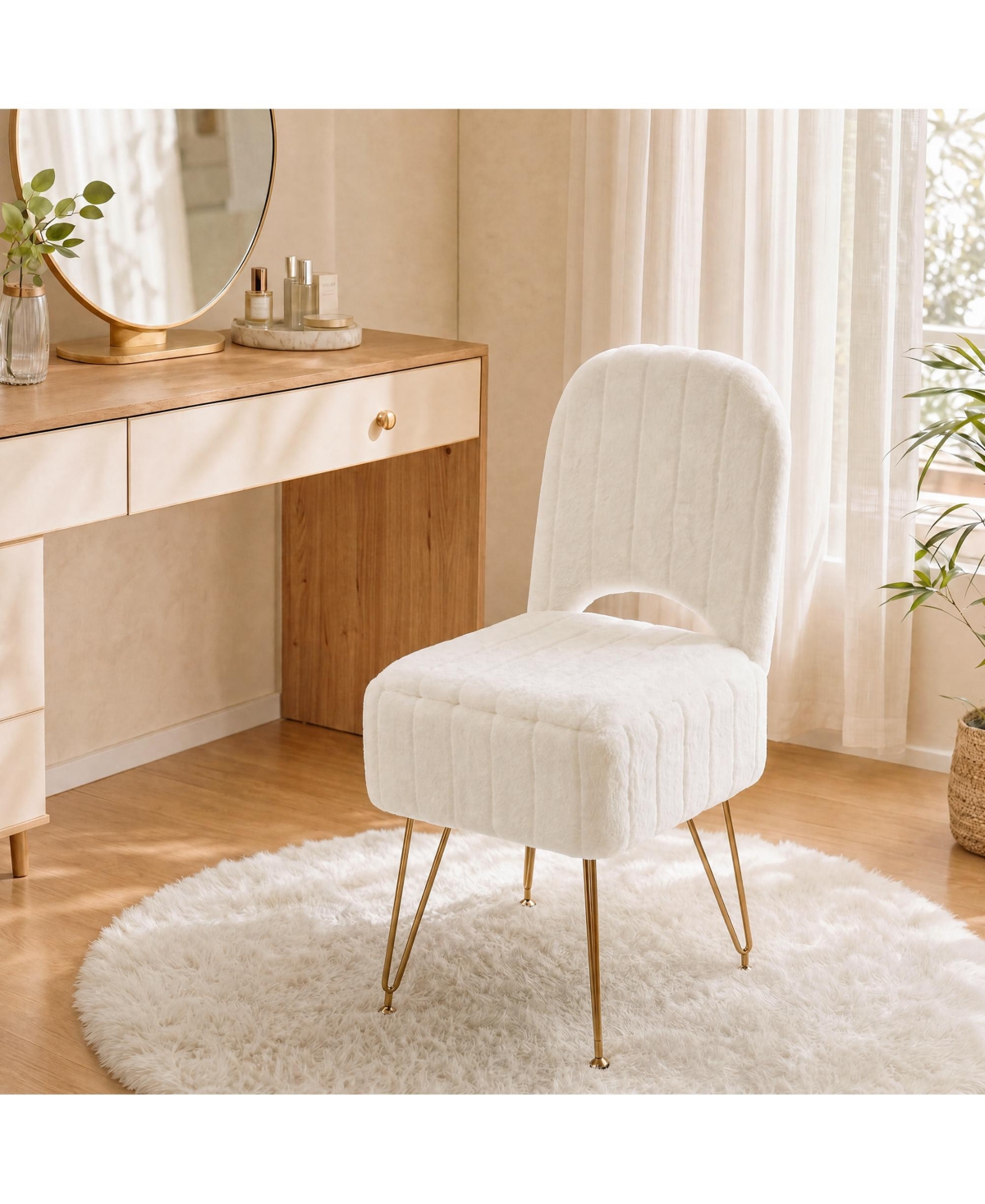 Click here for homfan Vanity Stool with Backrest â Modern Rabbi... prices