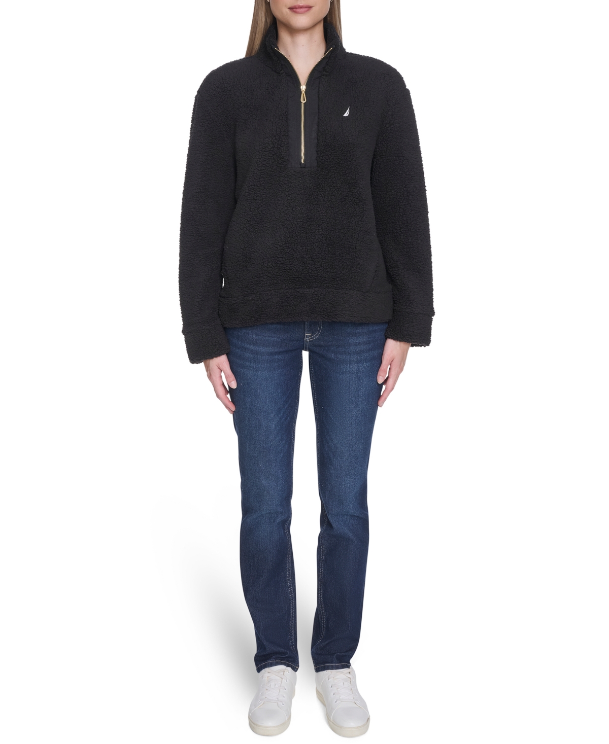 Click here for Nautica Womens Zip-Front Stand Collar Jacket - Bla... prices