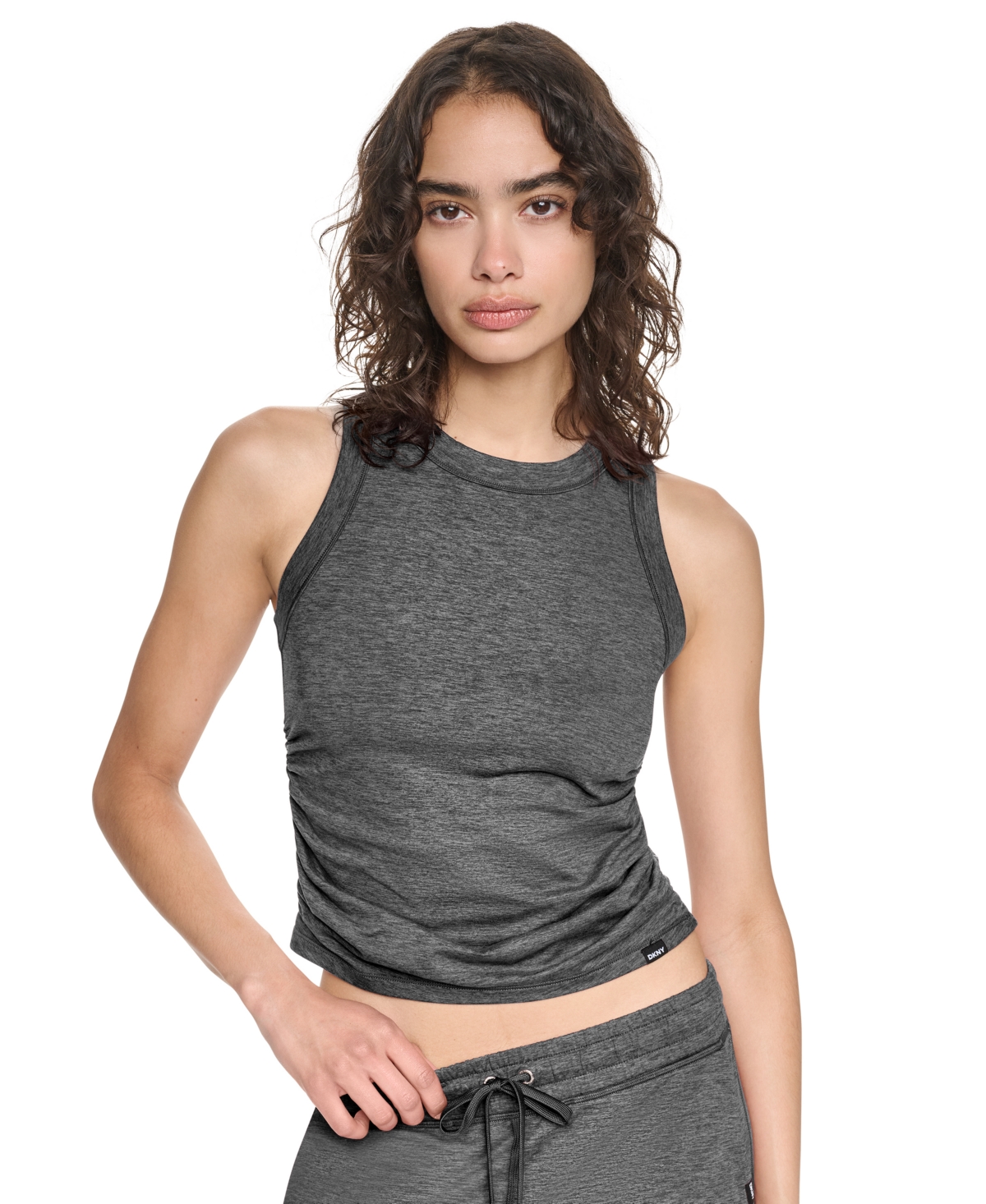 Click here for Dkny Sport Womens Spacedye Crewneck Tank Top - Bla... prices