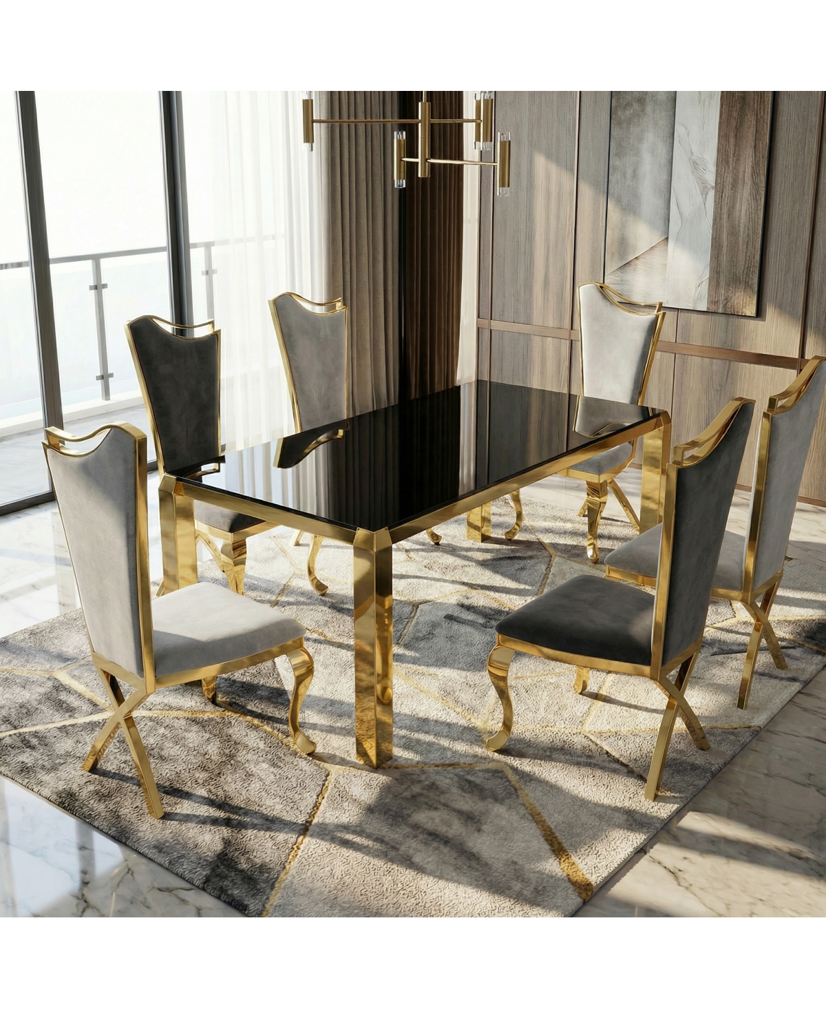 Click here for Streamdale Furniture Luxury Gold 63 Modern Dining... prices