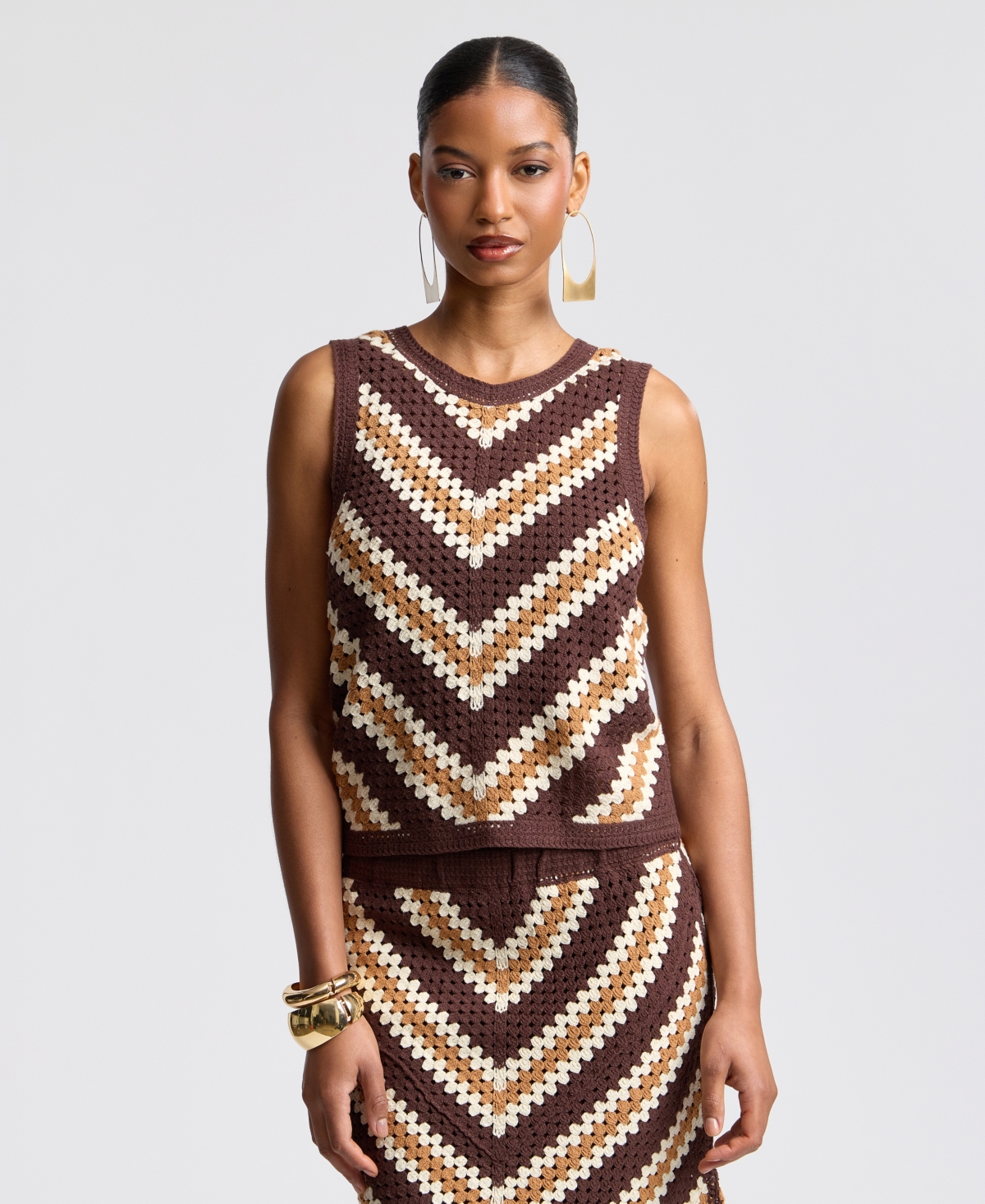 Click here for Avec Les Filles Womens Sleeveless Crochet Sweater... prices