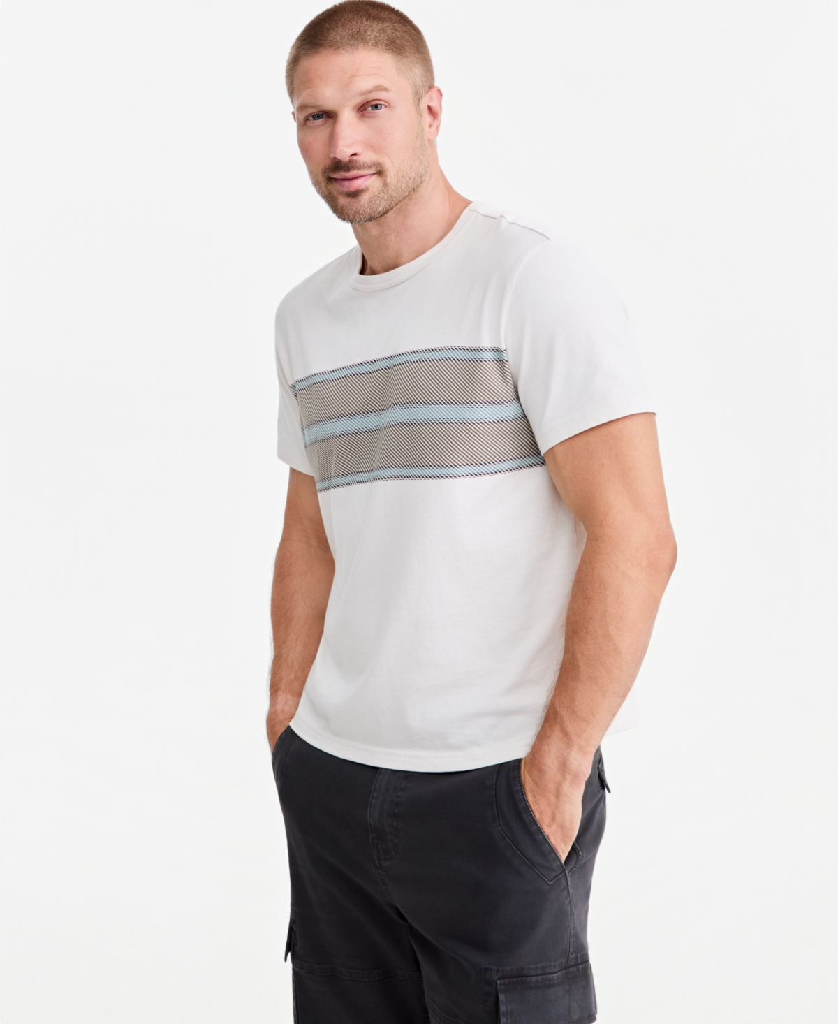 Click here for Sun + Stone Mens Jim Chest Stripe Graphic T-Shirt... prices