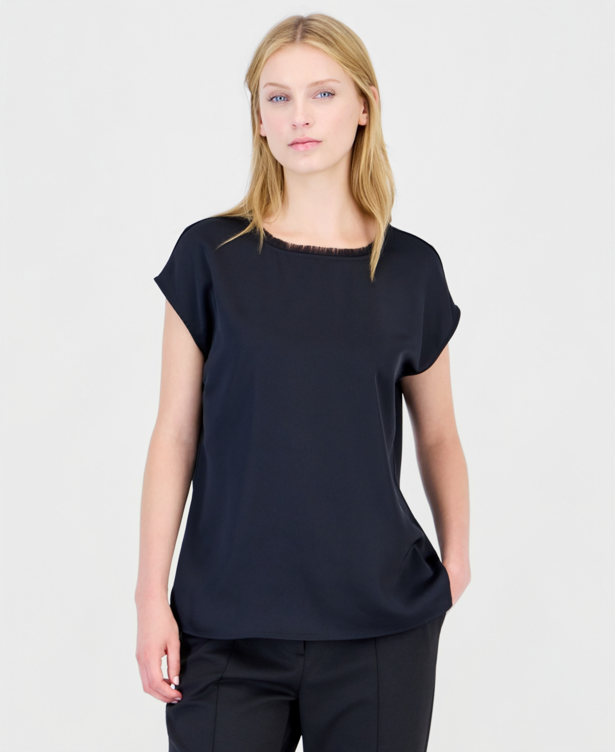 Click here for Tahari Asl Womens Sleeveless Fringe Boat Neck Sati... prices