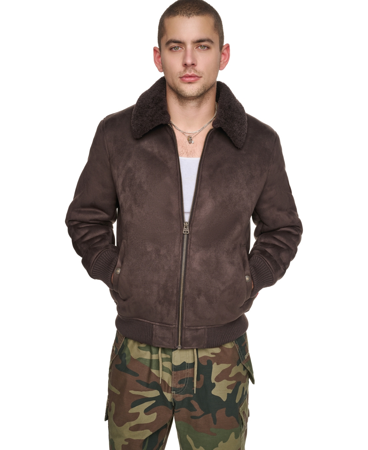 Click here for Levis Mens Faux Shearling Bomber Jacket - Darck Br... prices