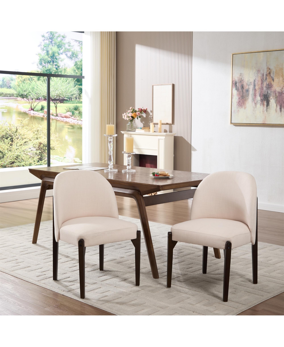 Click here for Clihome Wooden Dining Chairs Set of 2  Modern Fabr... prices