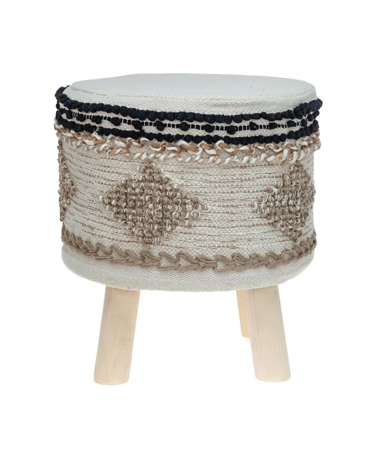 Click here for HomeRoots 18 Cotton Abstract Round Footstool prices