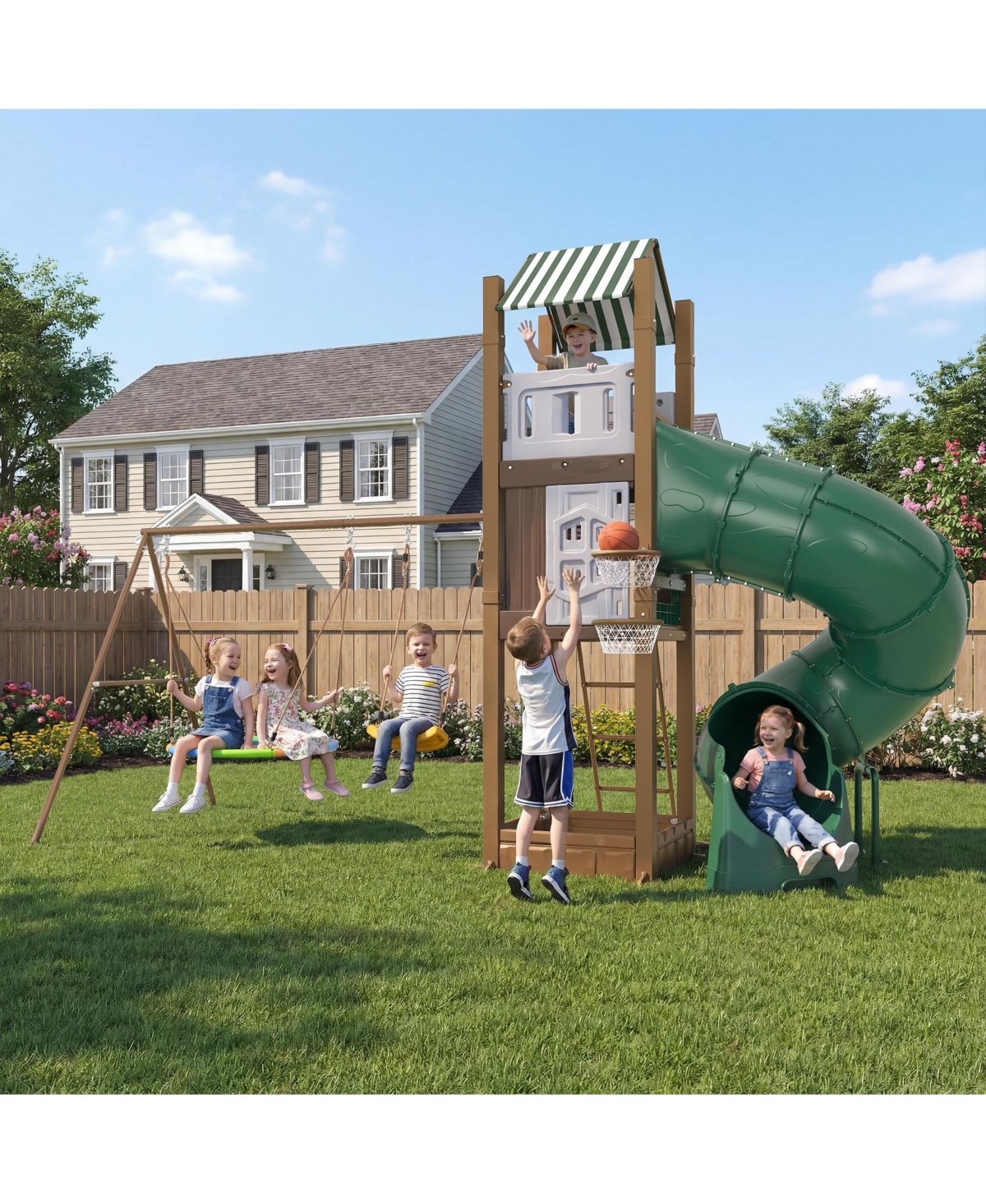 Click here for homfan Swing Set for Backyard  Kids Outdoor Playho... prices