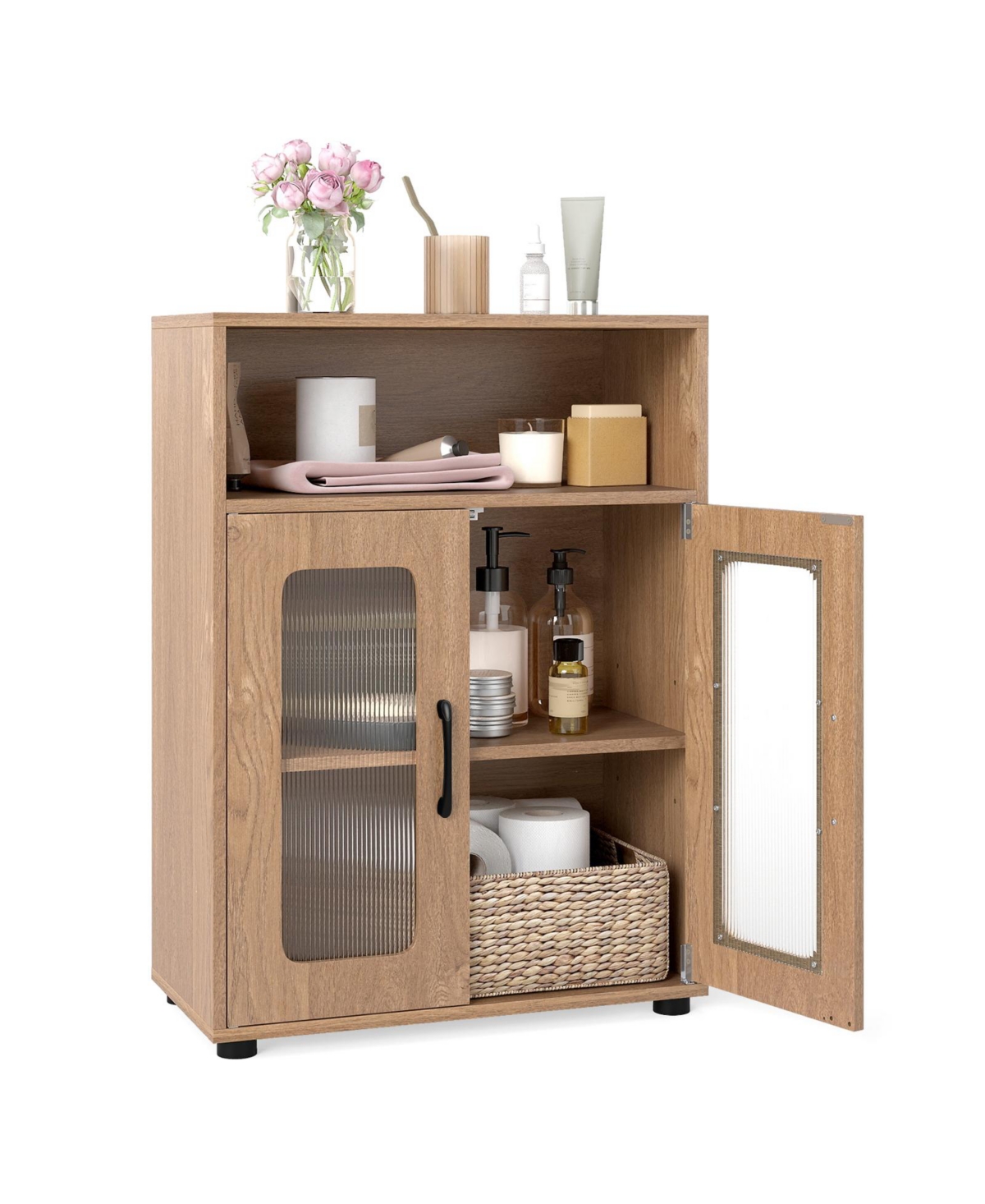 Click here for Gymax Bathroom Cabinet Freestanding Cabinet with 2... prices