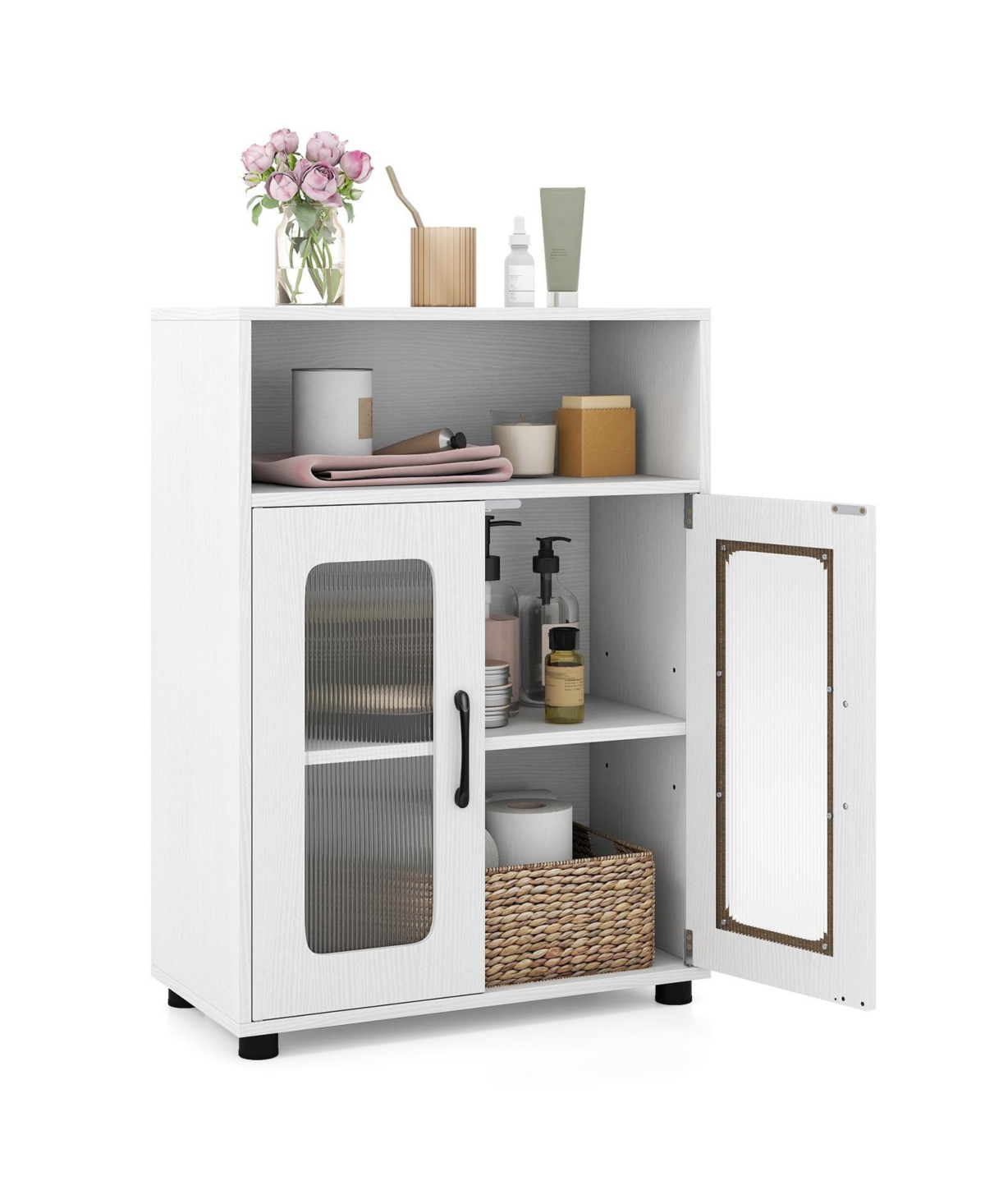 Click here for Gymax Bathroom Cabinet Freestanding Cabinet with 2... prices