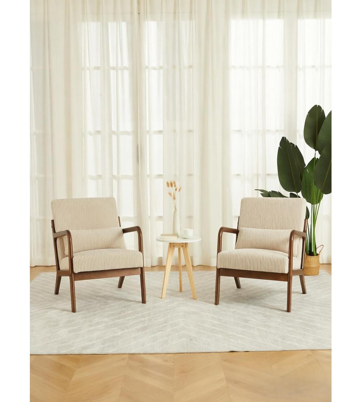 Click here for homfan Set of 2 Mid-Century Chenille Accent Chairs... prices
