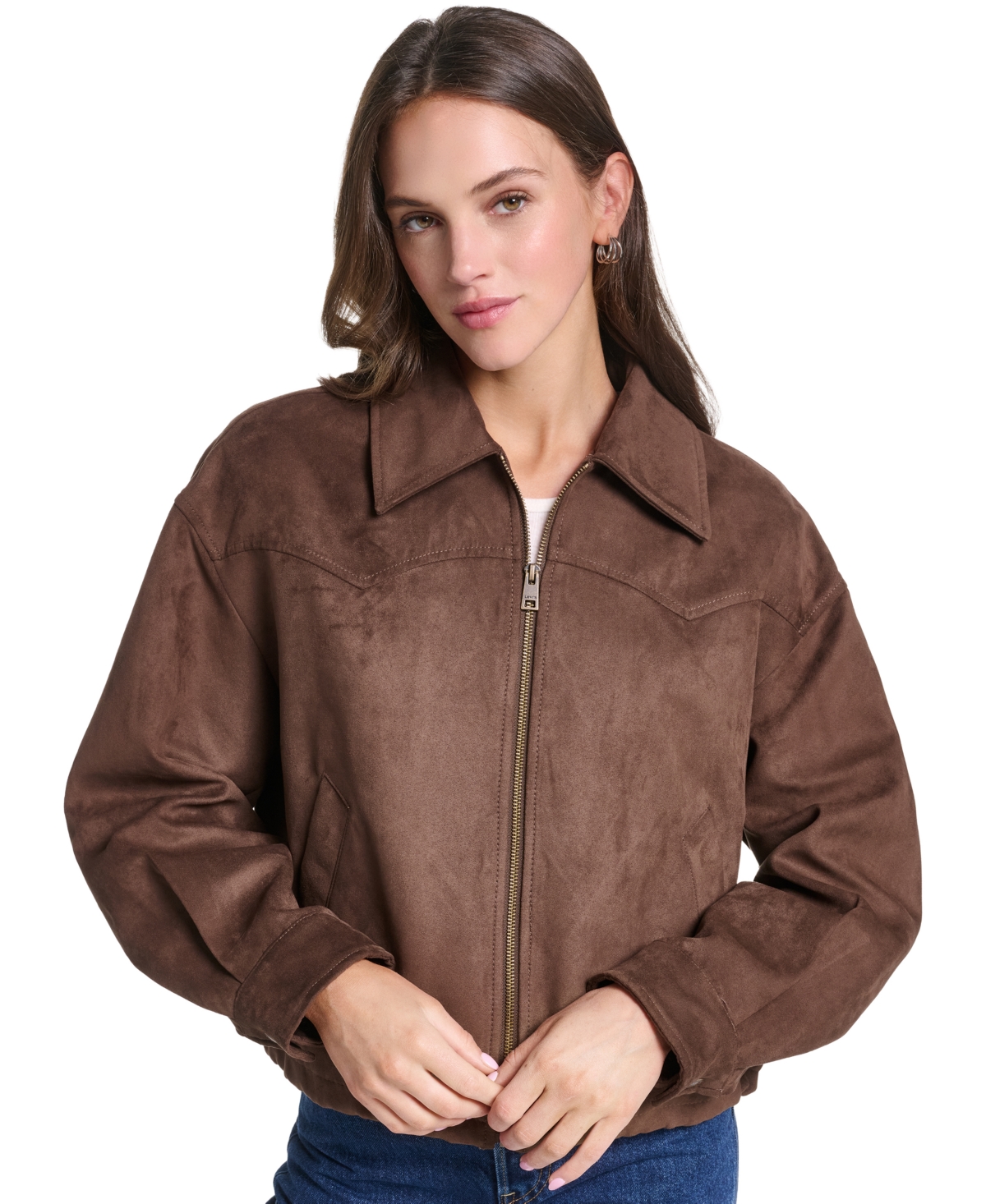 Click here for Levis Womens Western Yoke Bubble Hem Collared Jack... prices