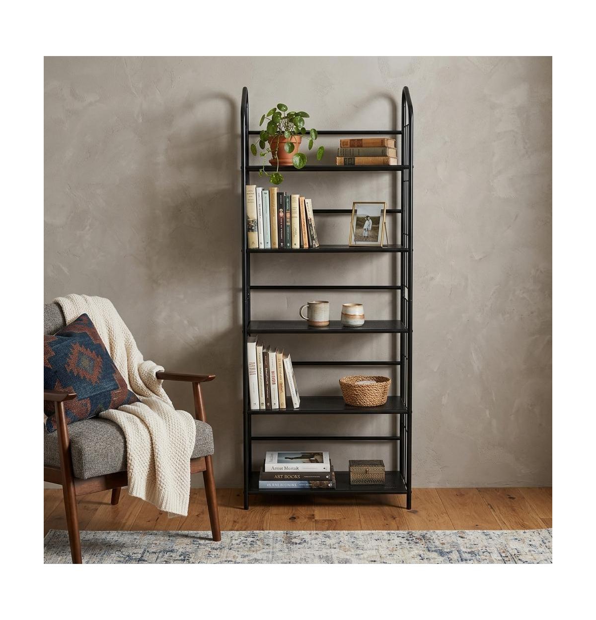 Click here for HomeRoots Metal Five Tier Bookcase - Black prices