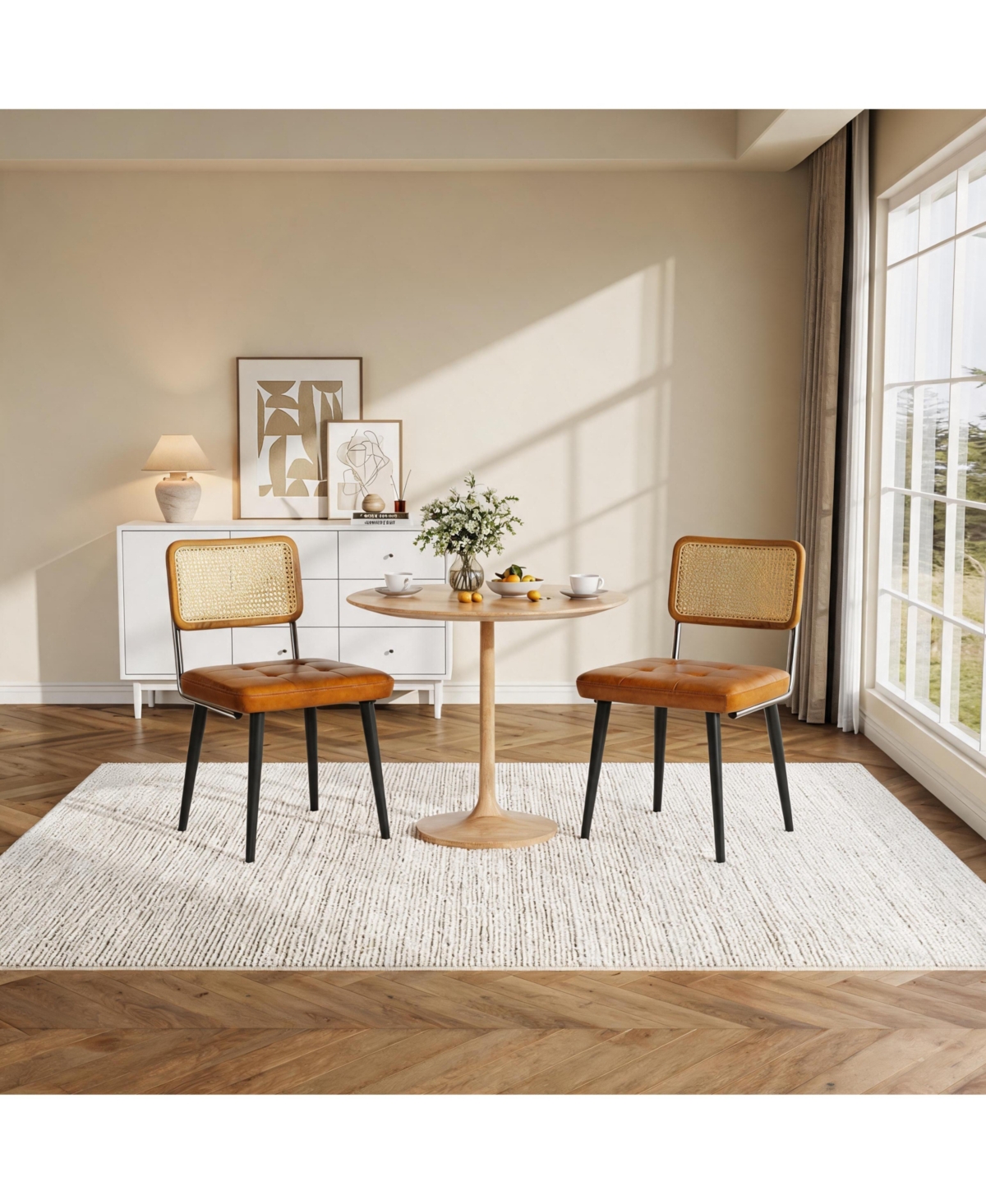 Click here for homfan Dining Chairs Set for 2  Rattan Weaving Uph... prices