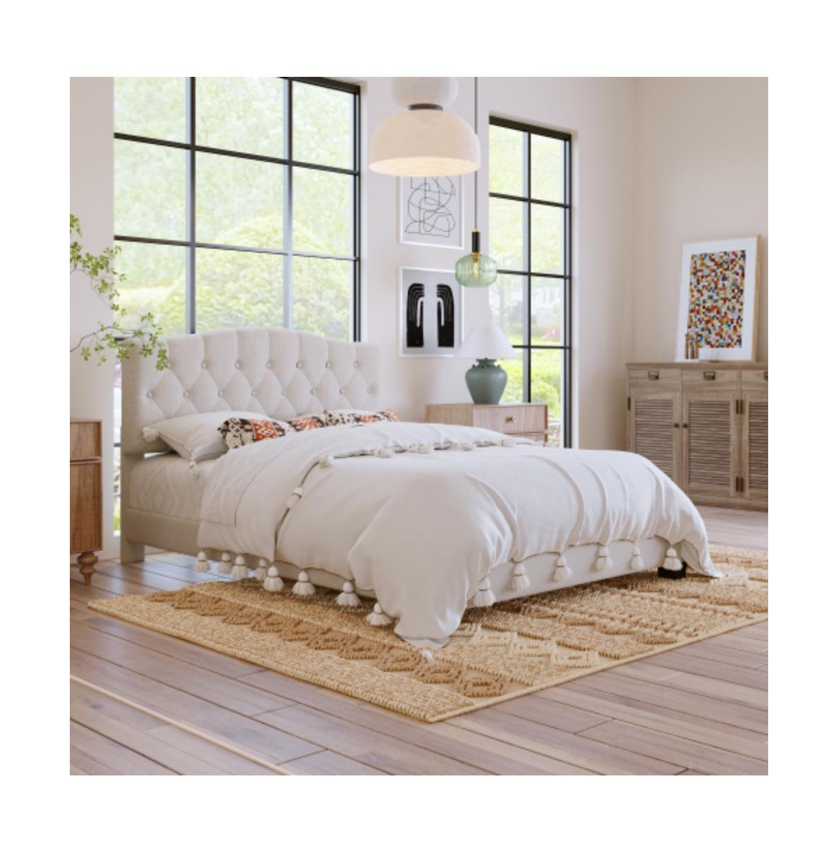 Click here for Lucky One Queen Size Upholstered Platform Bed with... prices