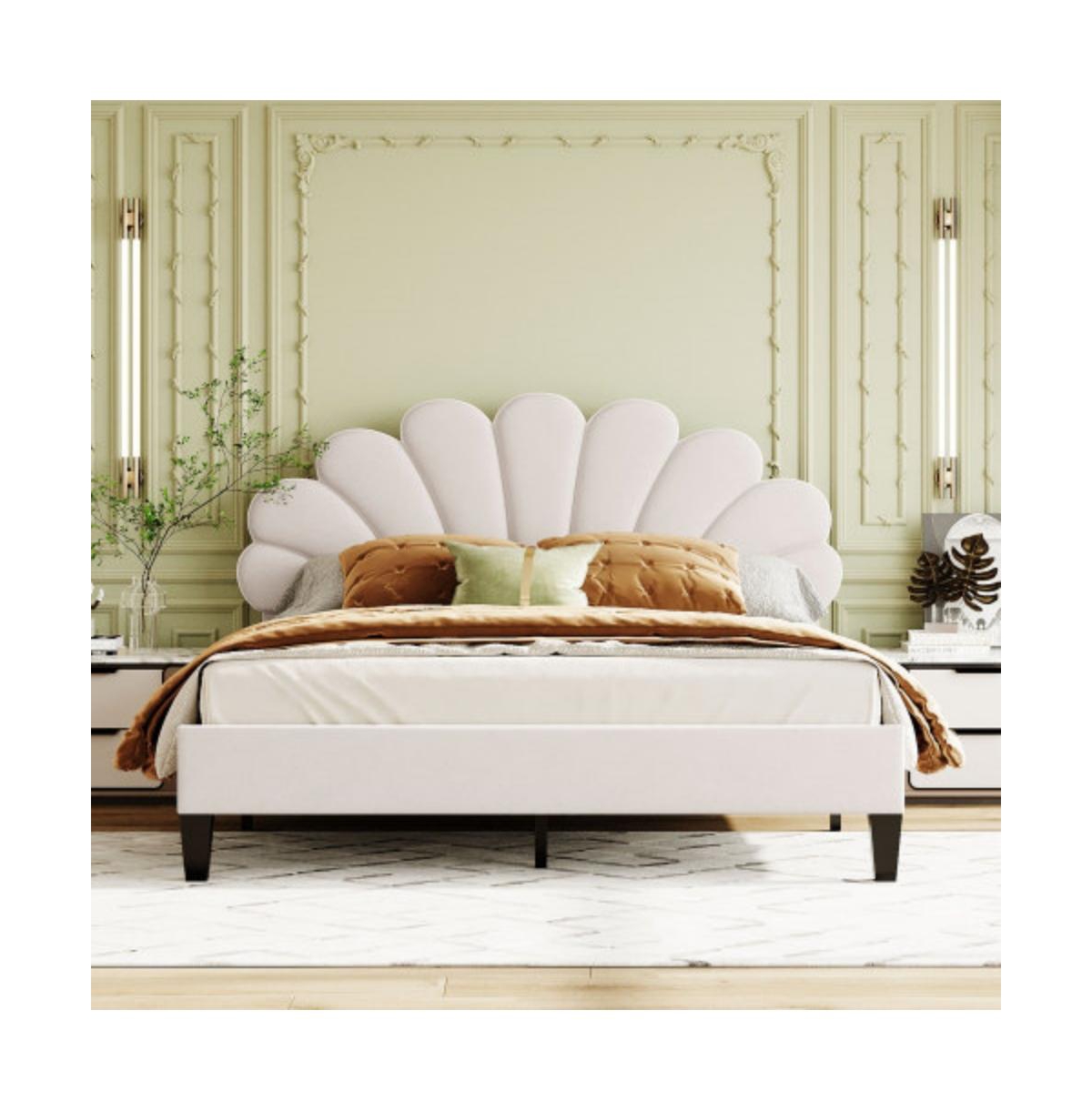 Click here for Lucky One Queen Size Upholstered Platform Bed with... prices