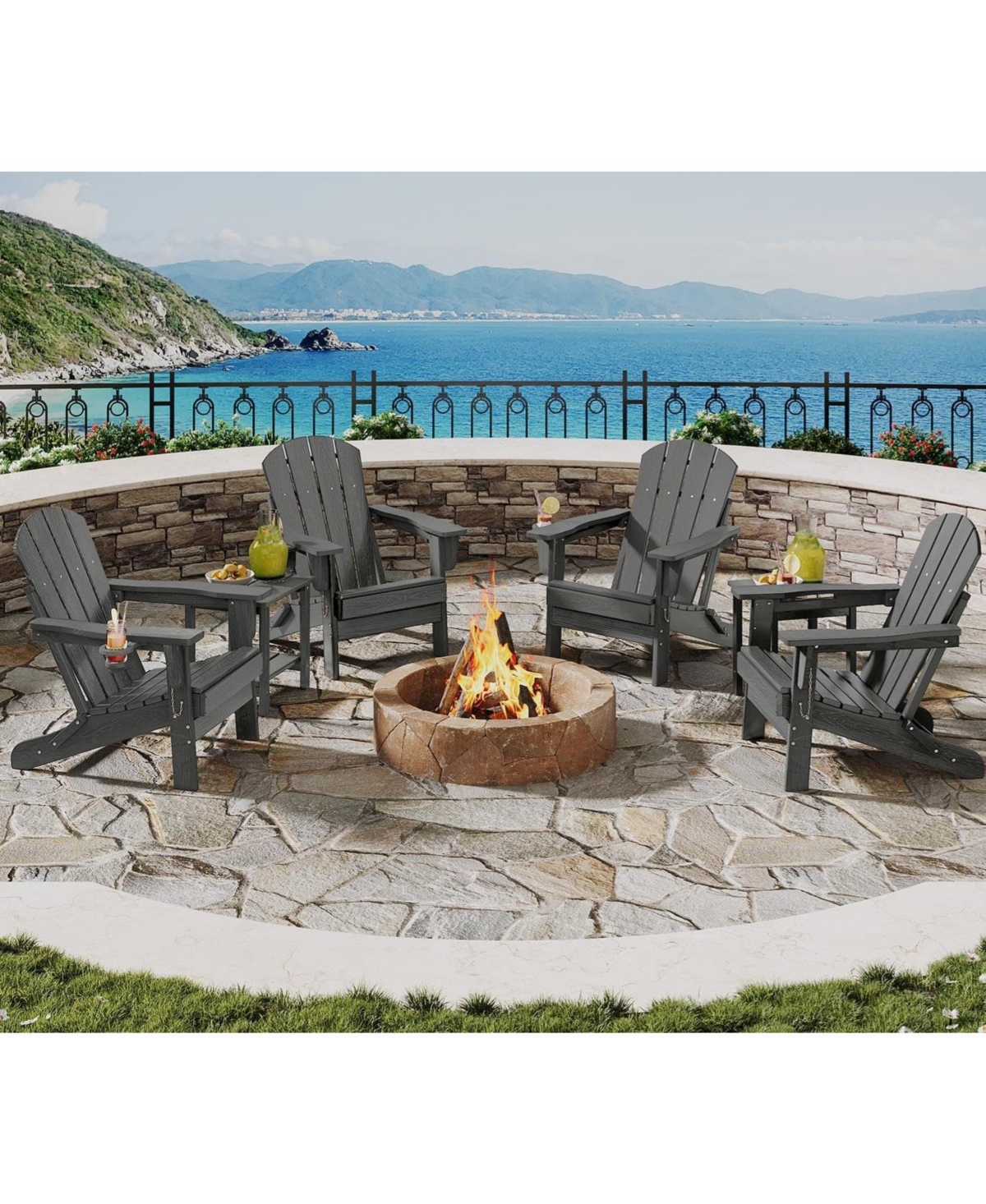 Click here for homfan Outdoor Folding Adirondack Chair Set of 4 w... prices