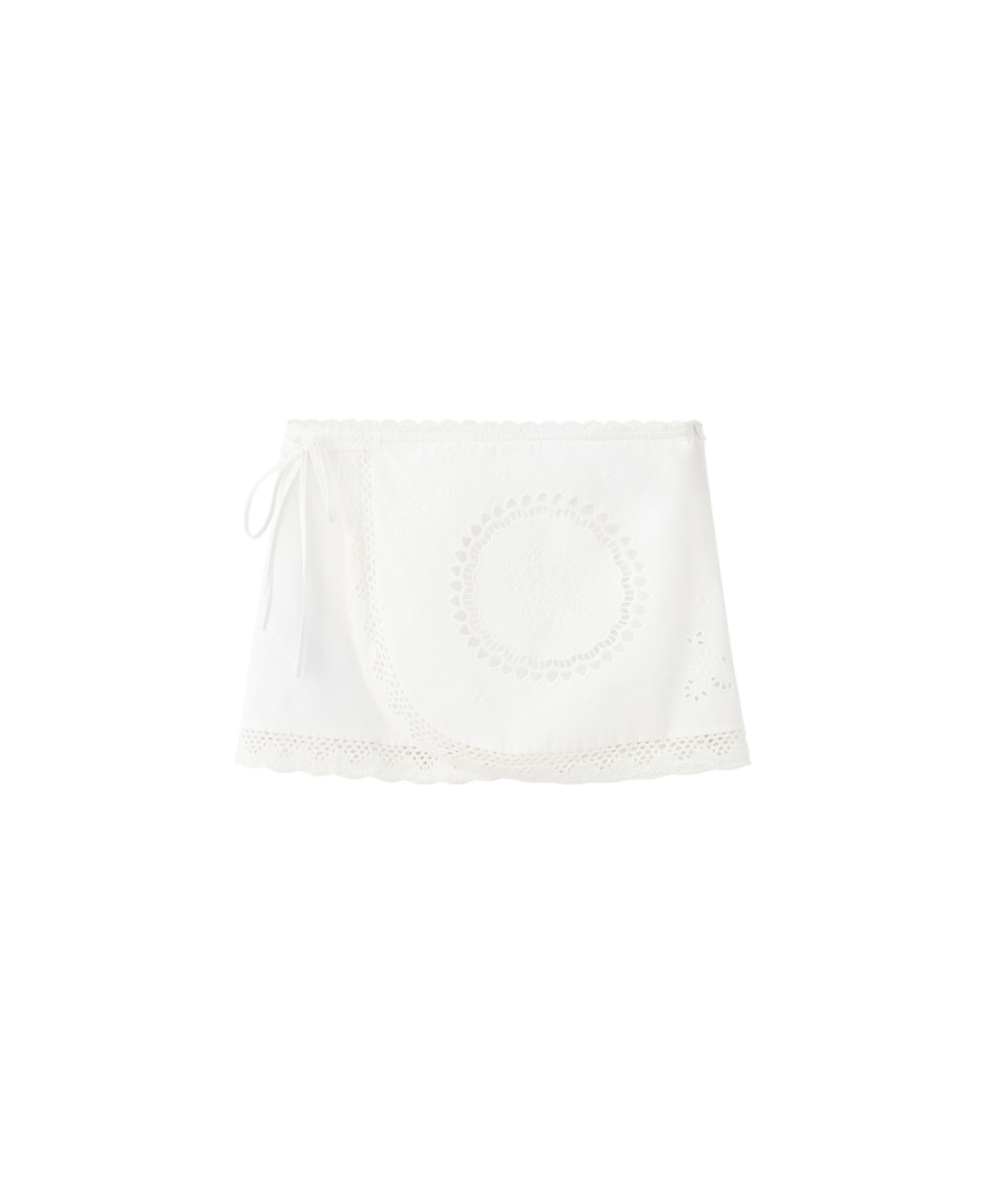 Click here for Mango Womens Openwork-Embroidery Mini Low-Waist Co... prices