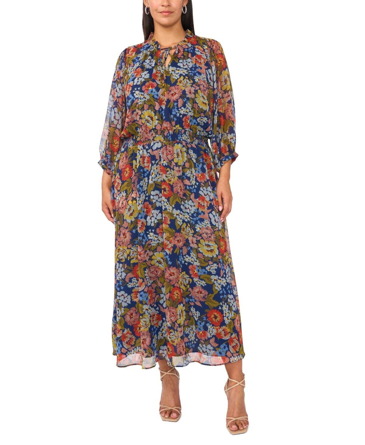 Click here for Vince Camuto Plus Size 3/4-Puff Sleeve Tie-Neck Ma... prices