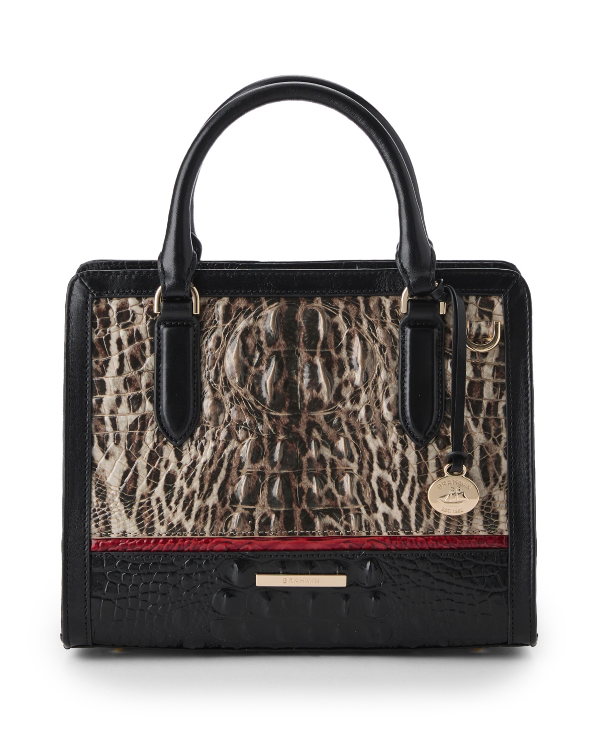 Click here for Brahmin Cami Calgary Leather Ocelot Small Satchel... prices