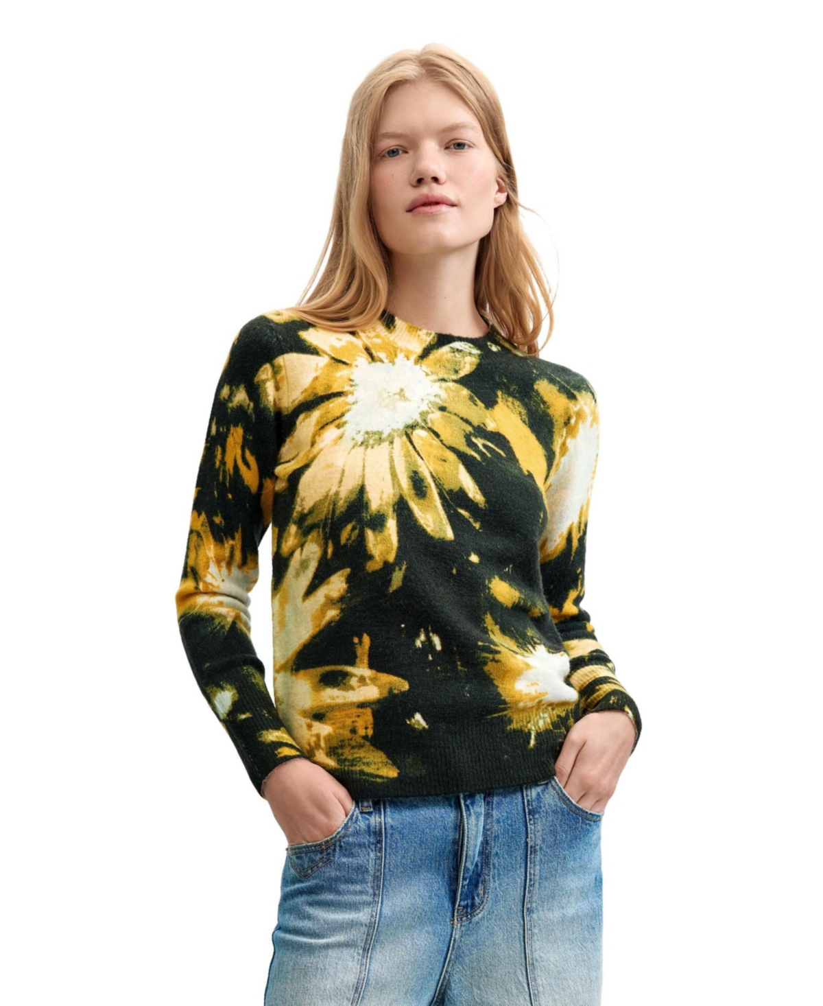 Click here for Desigual Womens Floral-Print Crew Neck Sweater - B... prices