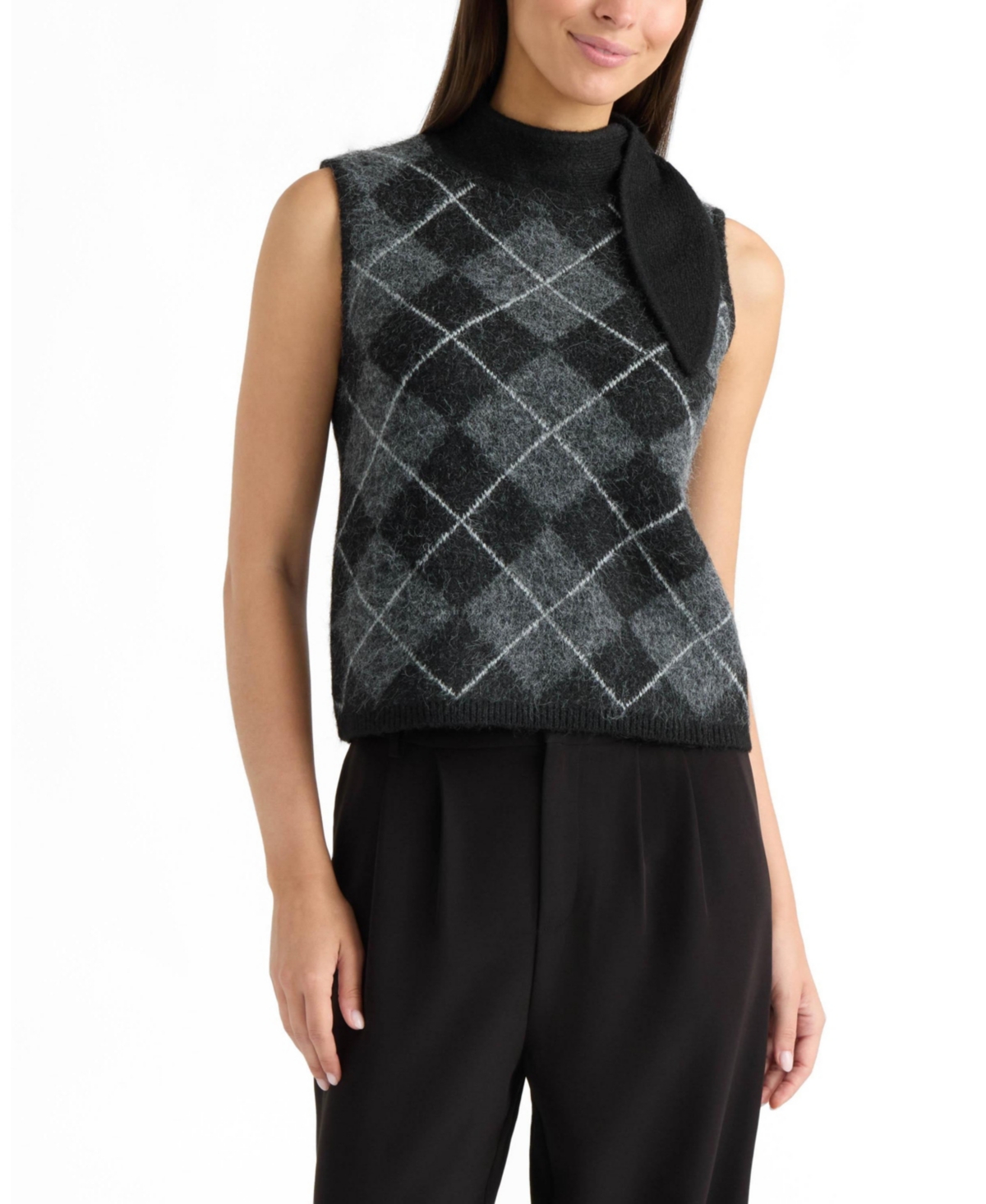 Click here for Ellen Tracy Womens Argyle Sleeveless Mock Neck Swe... prices