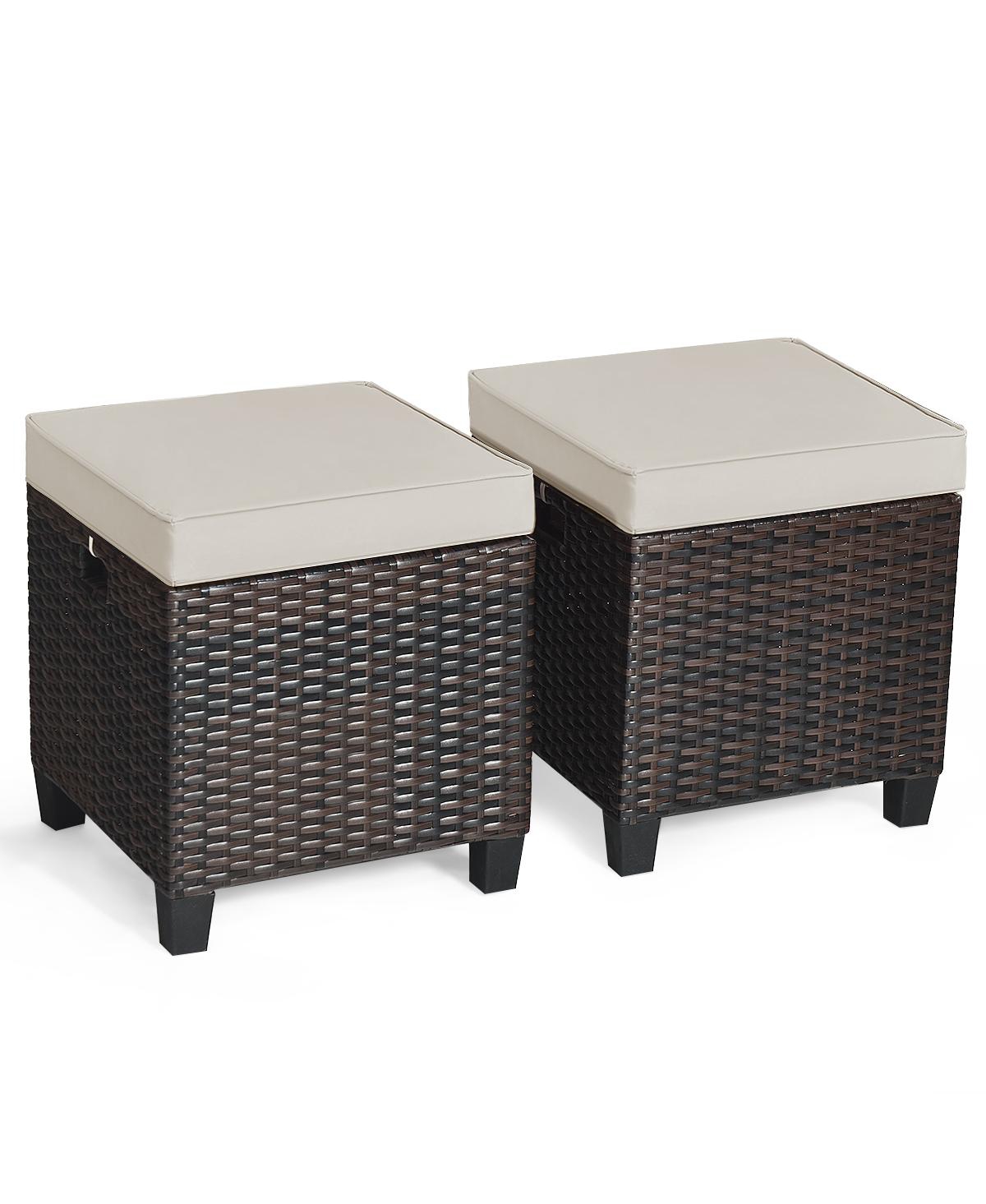 Click here for Costway 2 Piece Patio Rattan Ottoman Cushioned Sea... prices