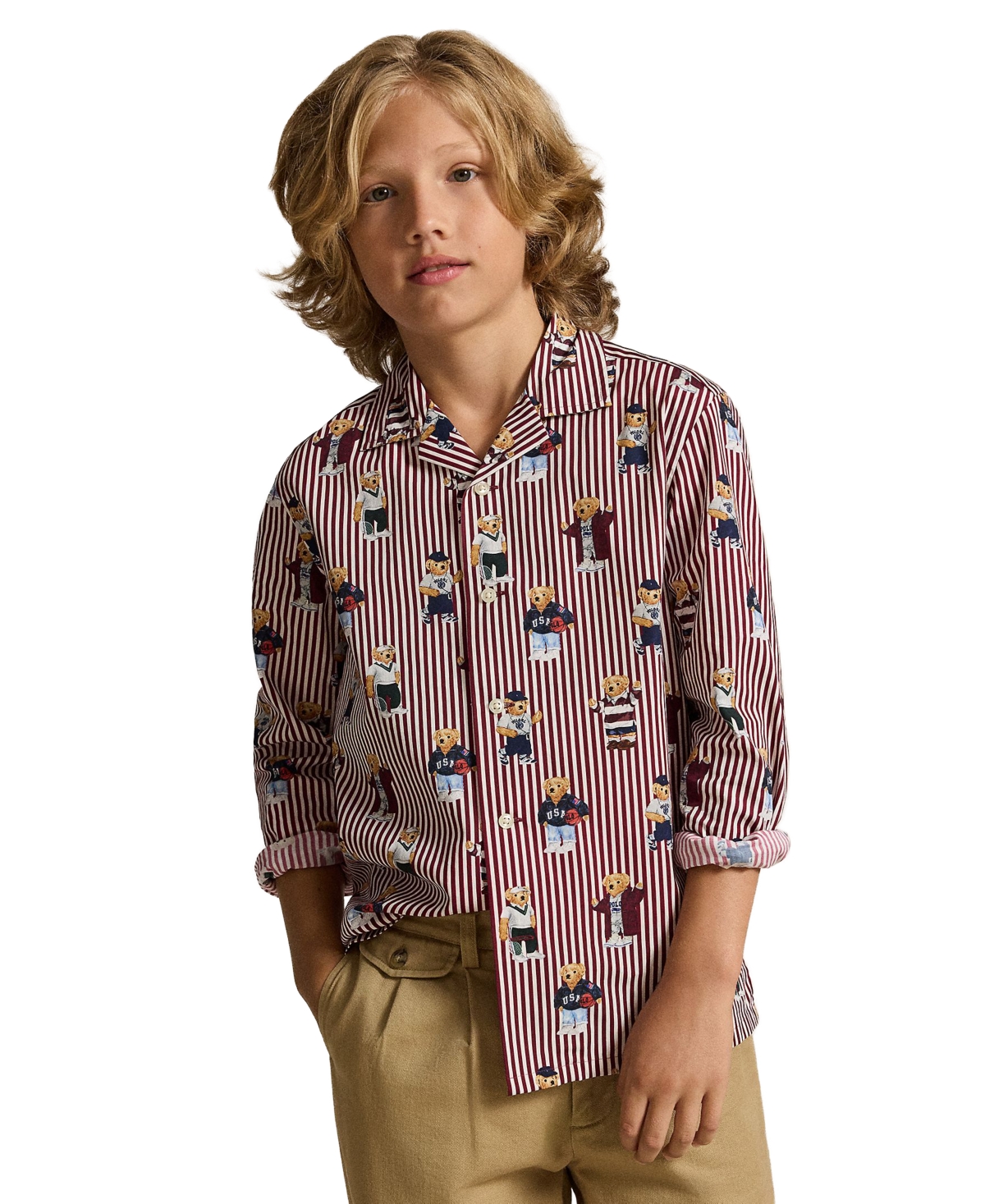 Click here for Polo Ralph Lauren Boys 8-20 Polo Bear Striped Cott... prices