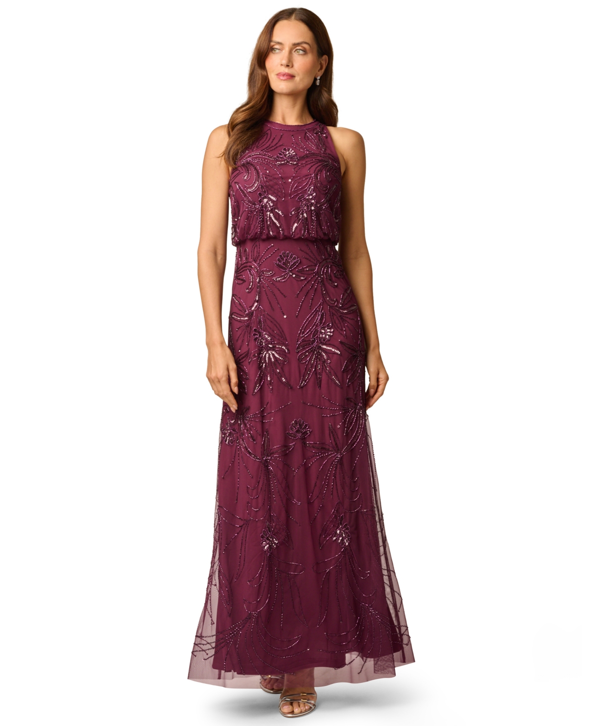 Click here for Adrianna Papell Womens Beaded Bloused-Waist Evenin... prices