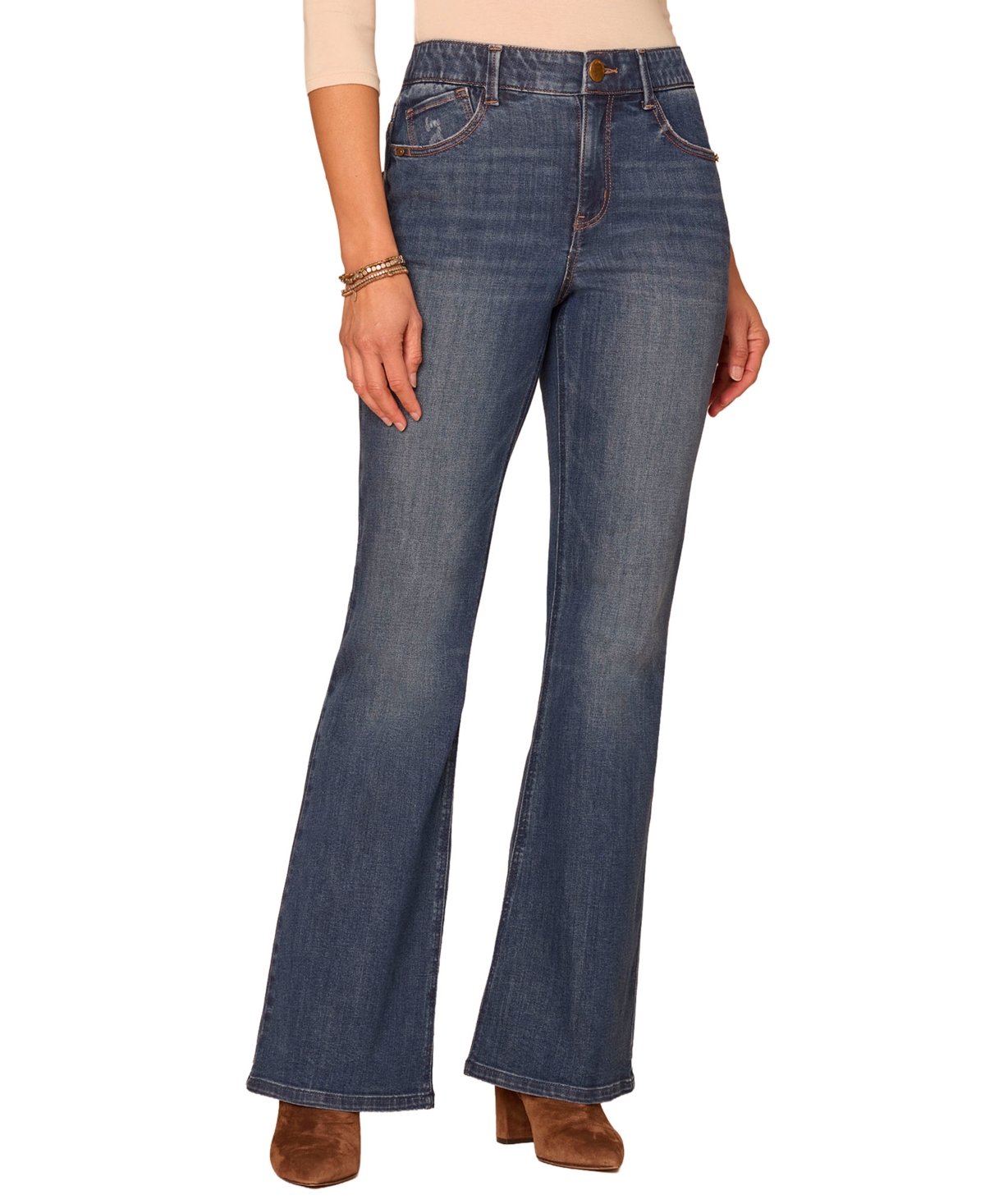 Click here for Democracy Petite AbSolution High-Waisted Flare Jea... prices