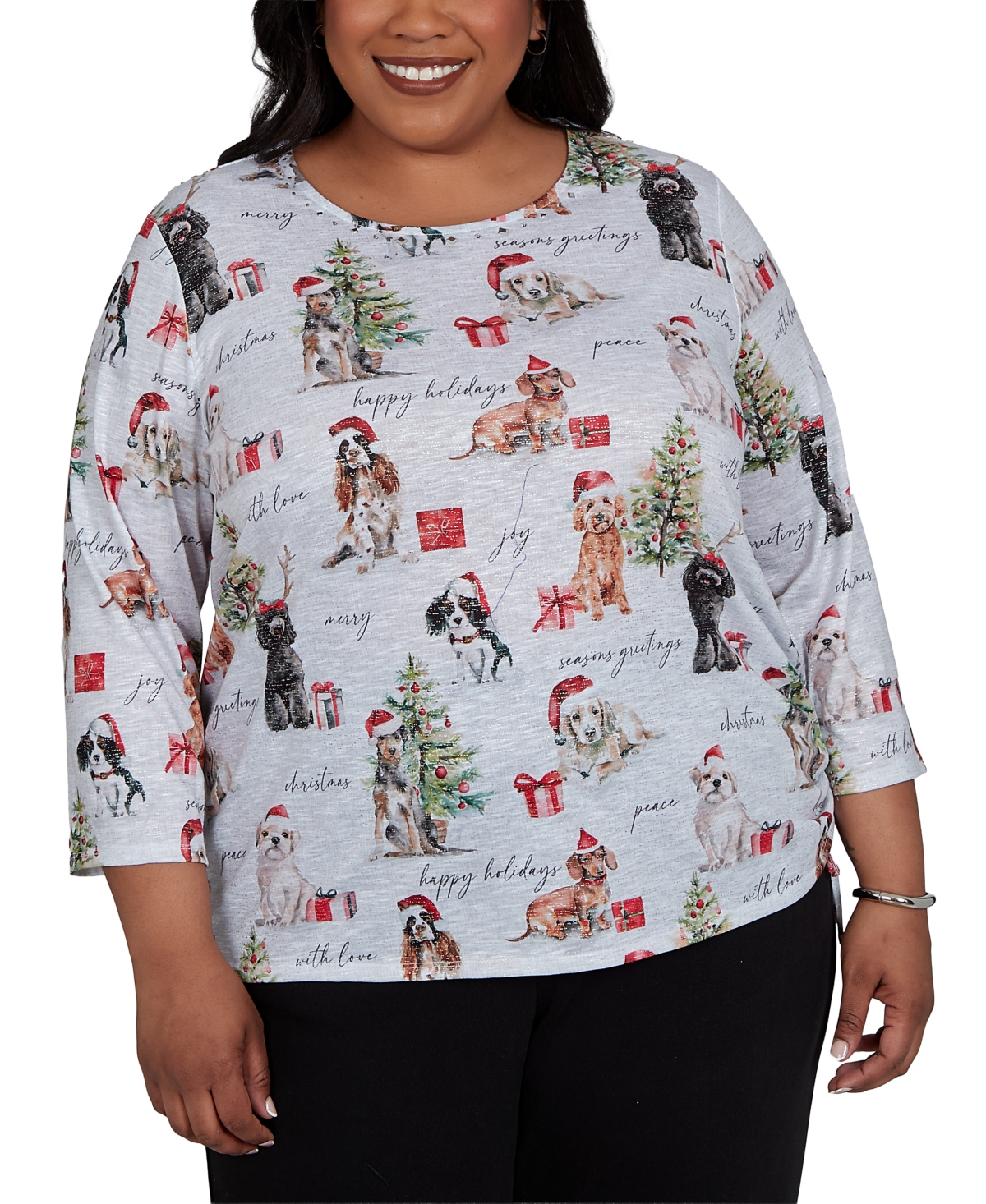 Click here for Alfred Dunner Plus Size Classic Gift Giving Dogs K... prices