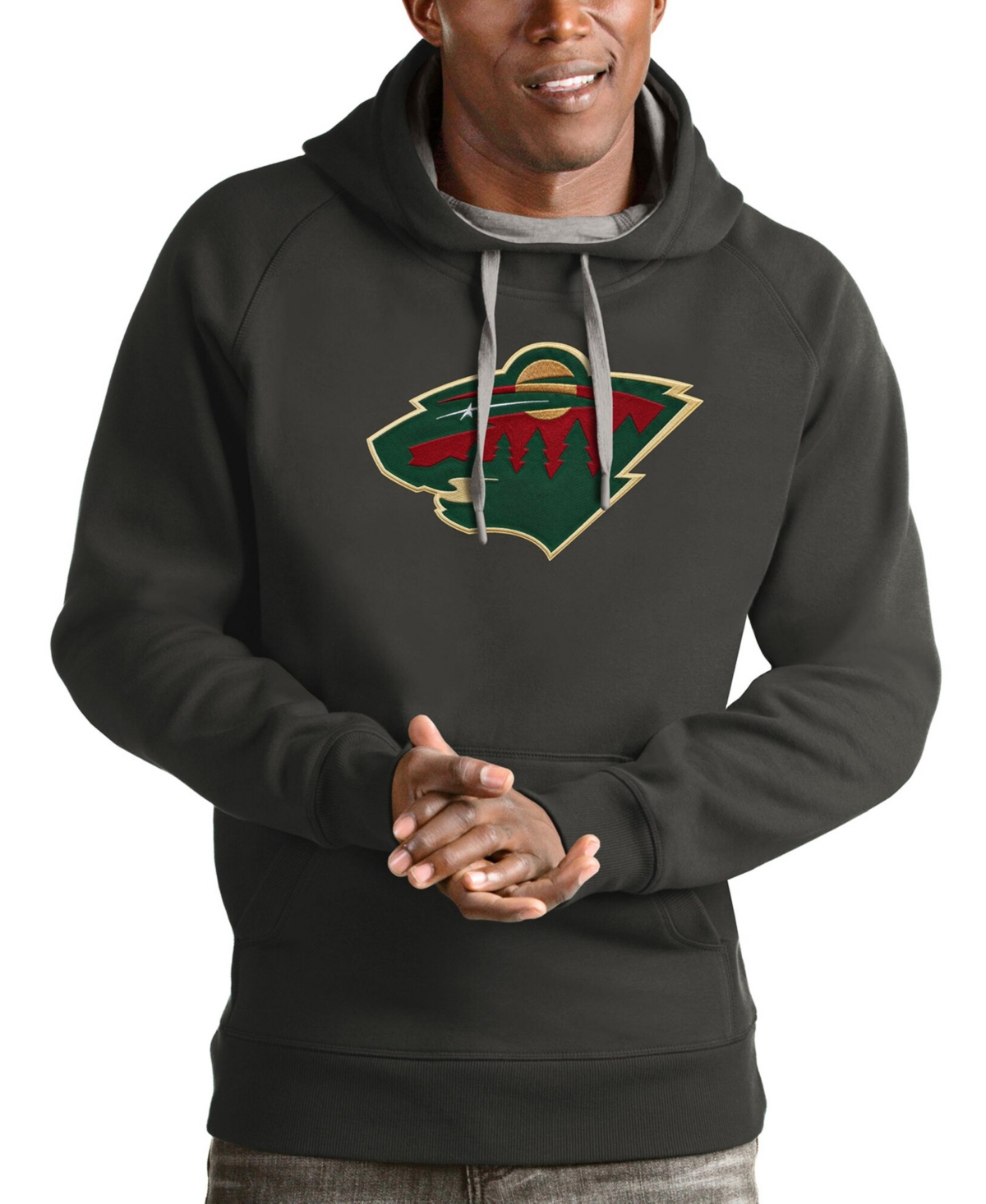 Click here for Antigua Mens Charcoal Minnesota Wild Logo Victory... prices