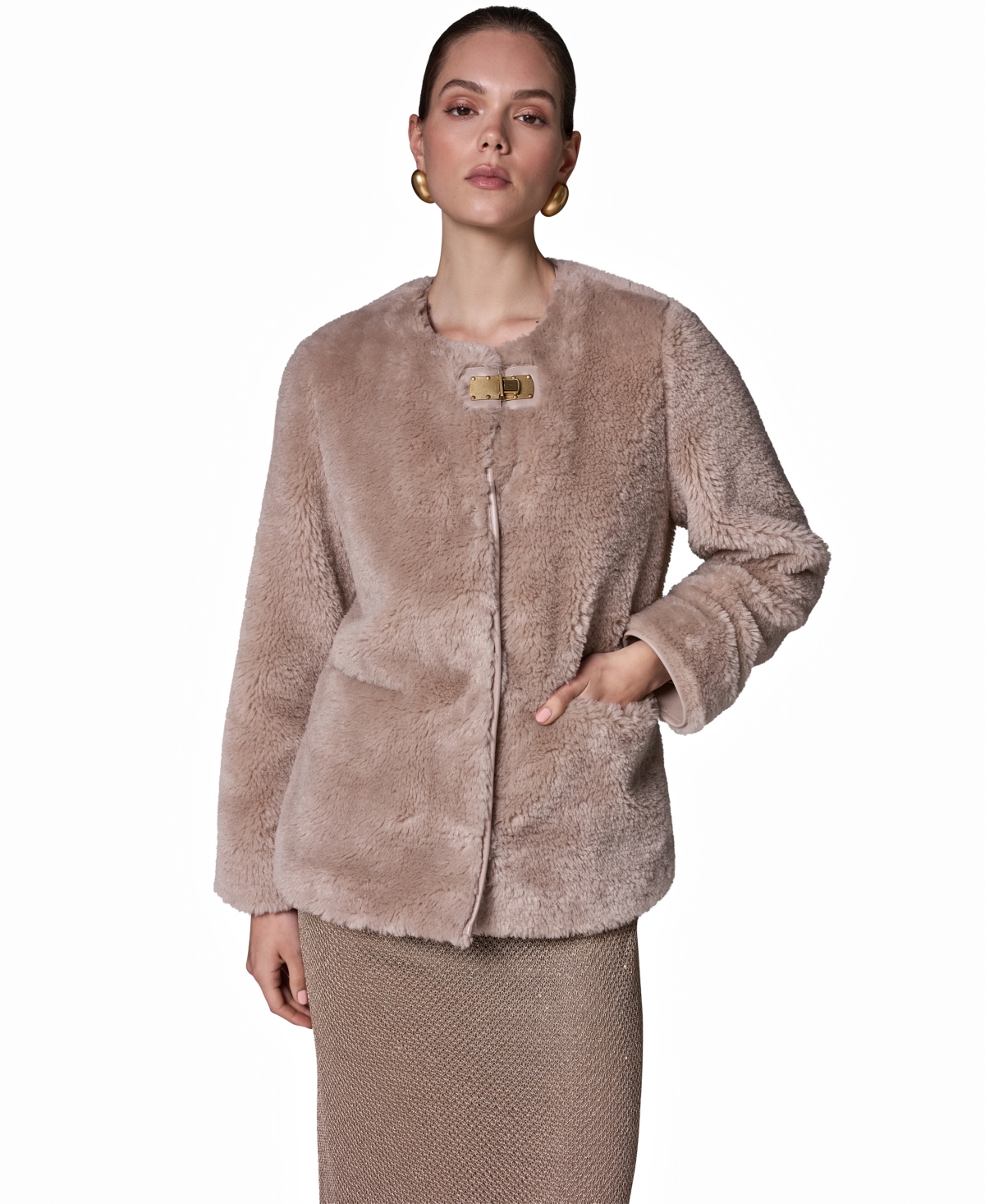 Click here for Donna Karan New York Womens Collarless Buckled Fur... prices