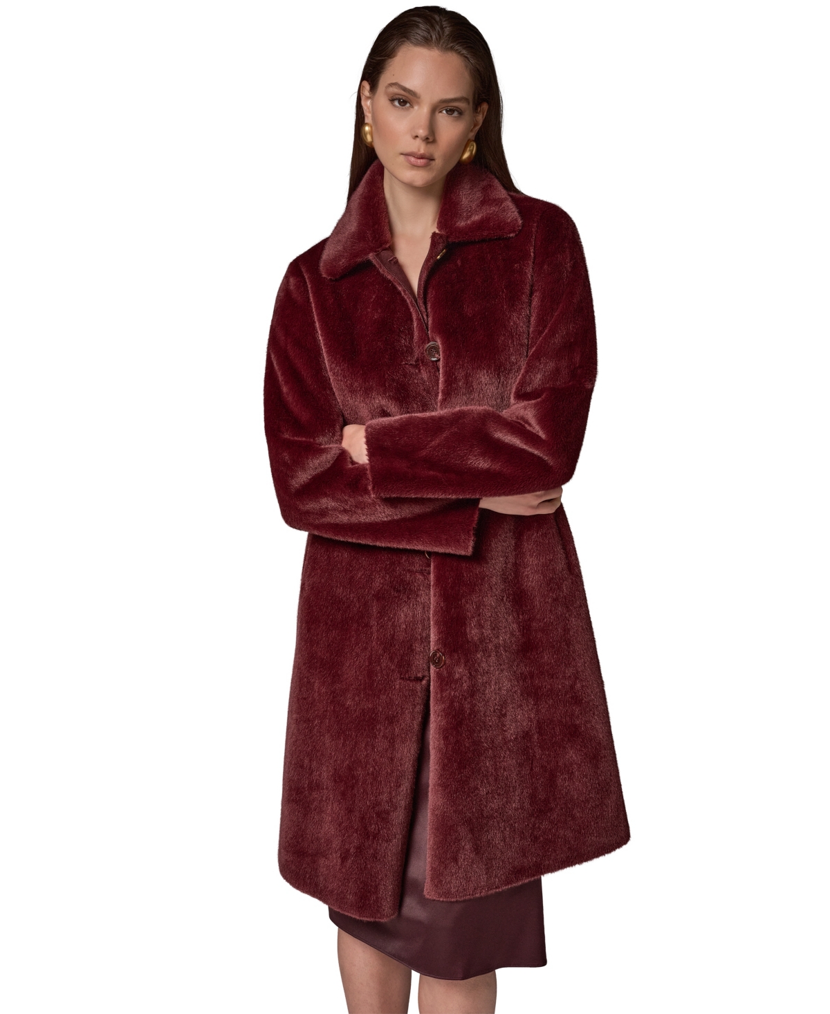 Click here for Donna Karan New York Womens Belted Collared Faux F... prices