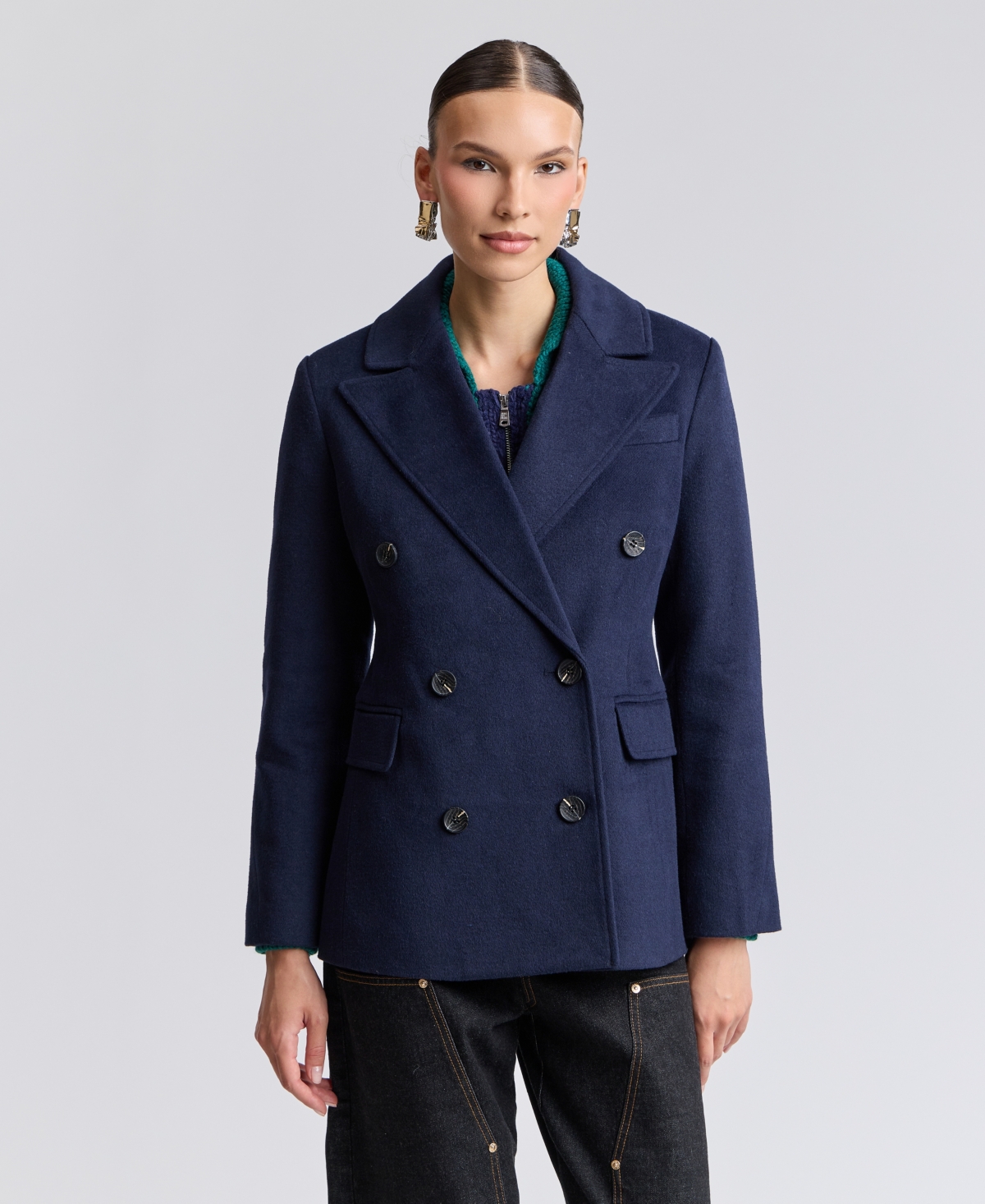 Click here for Avec Les Filles Womens Double-Breasted Blazer - Da... prices