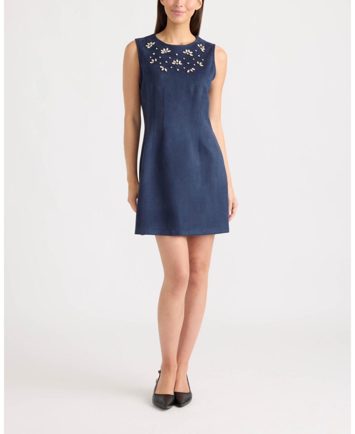 Click here for Ellen Tracy Womens Embellished Faux Suede Dress -... prices