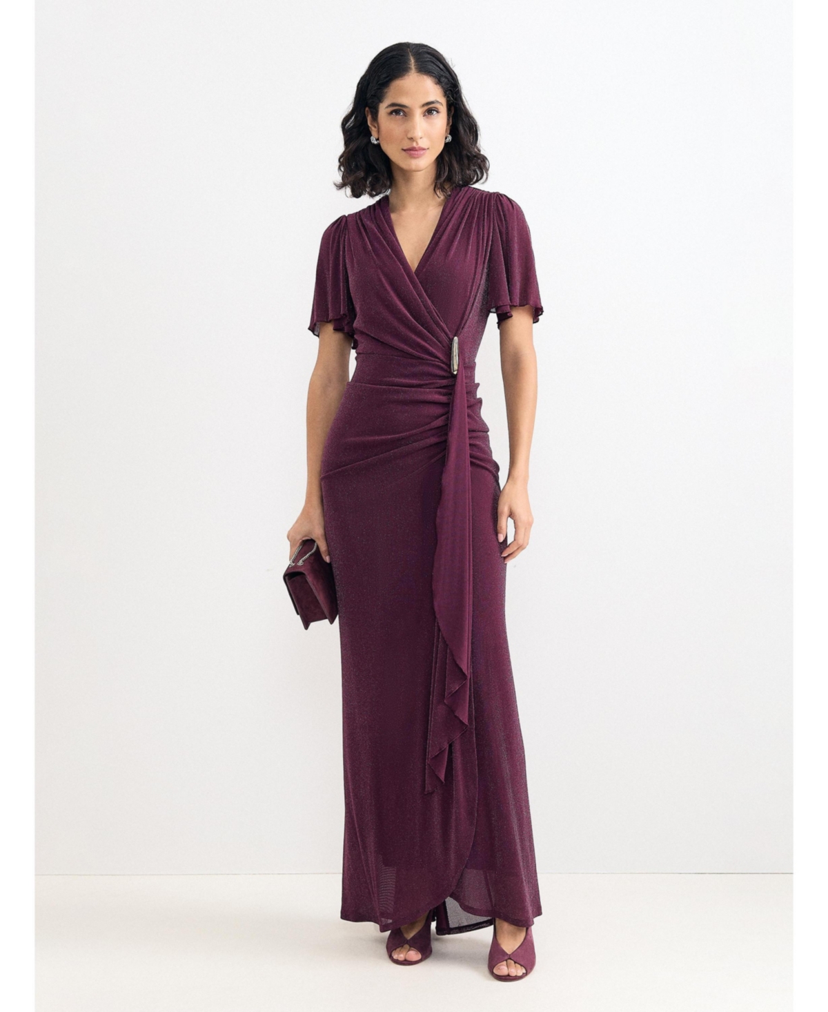 Click here for Phase Eight Womens Draped Wrap V-Neck Maxi Gown Dr... prices