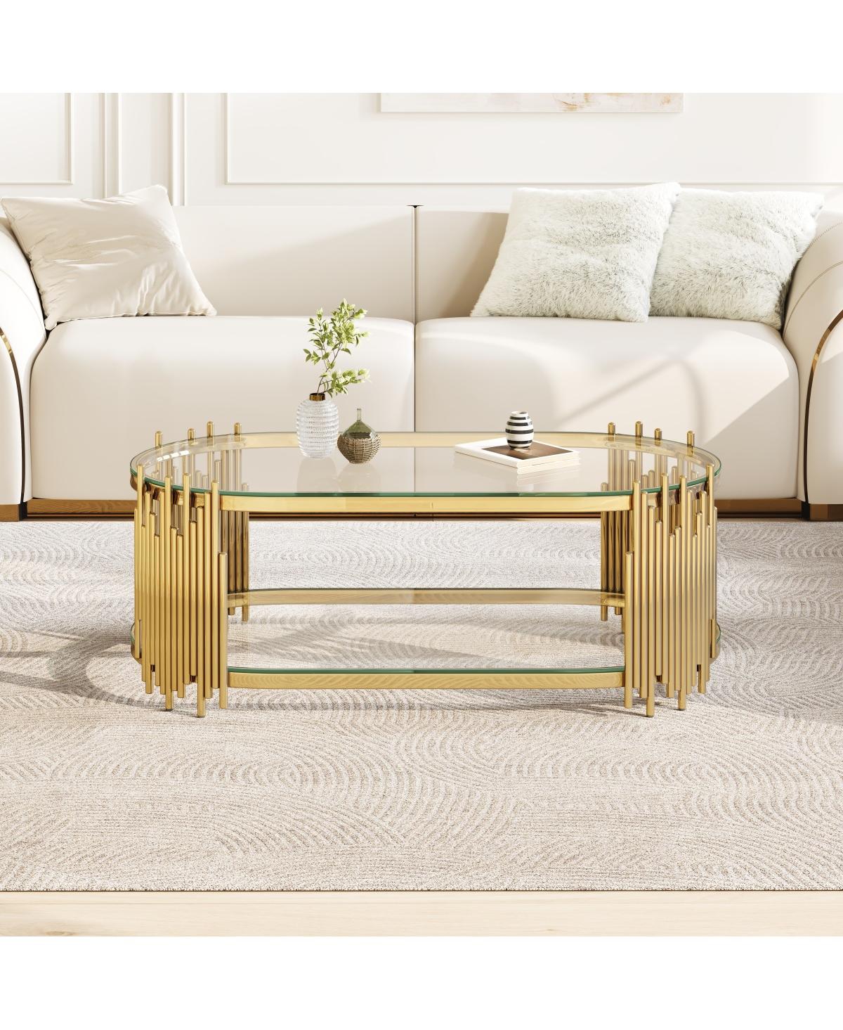Click here for Streamdale Furniture Luxury 2-Tier Oval Glass Coff... prices