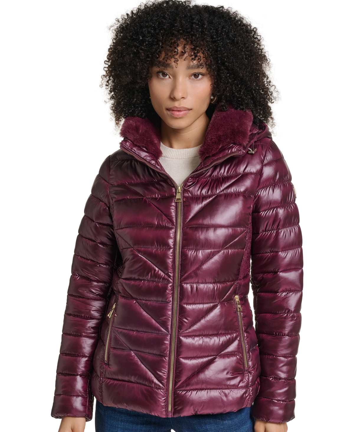 Click here for Karl Lagerfeld Paris Womens Short Hooded Faux Fur... prices