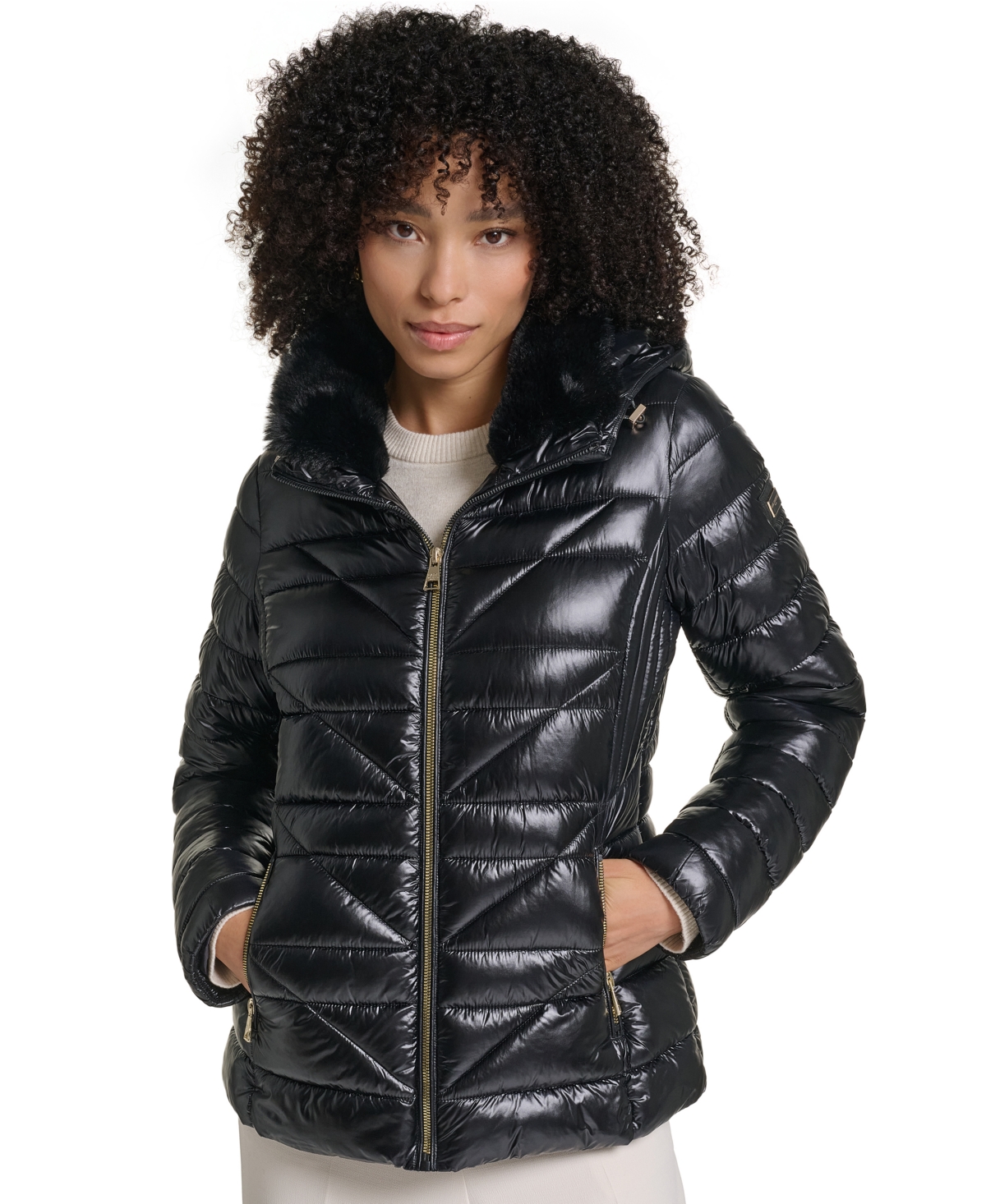 Click here for Karl Lagerfeld Paris Womens Short Hooded Faux Fur... prices