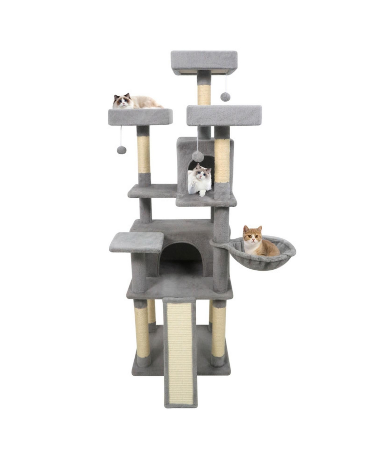 Click here for Hongge 65 Inch Tall Cat Tree Featuring Three Uphol... prices