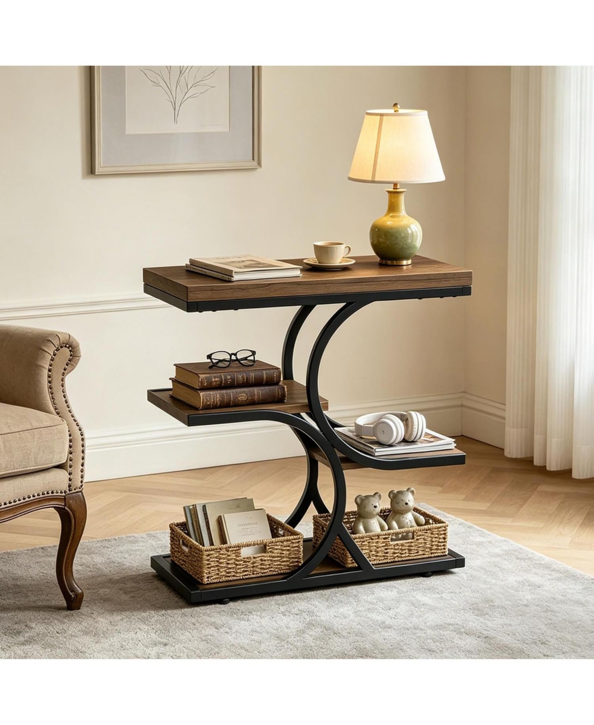 Click here for Tribesigns Narrow Side Table with 4-Tier Storage S... prices