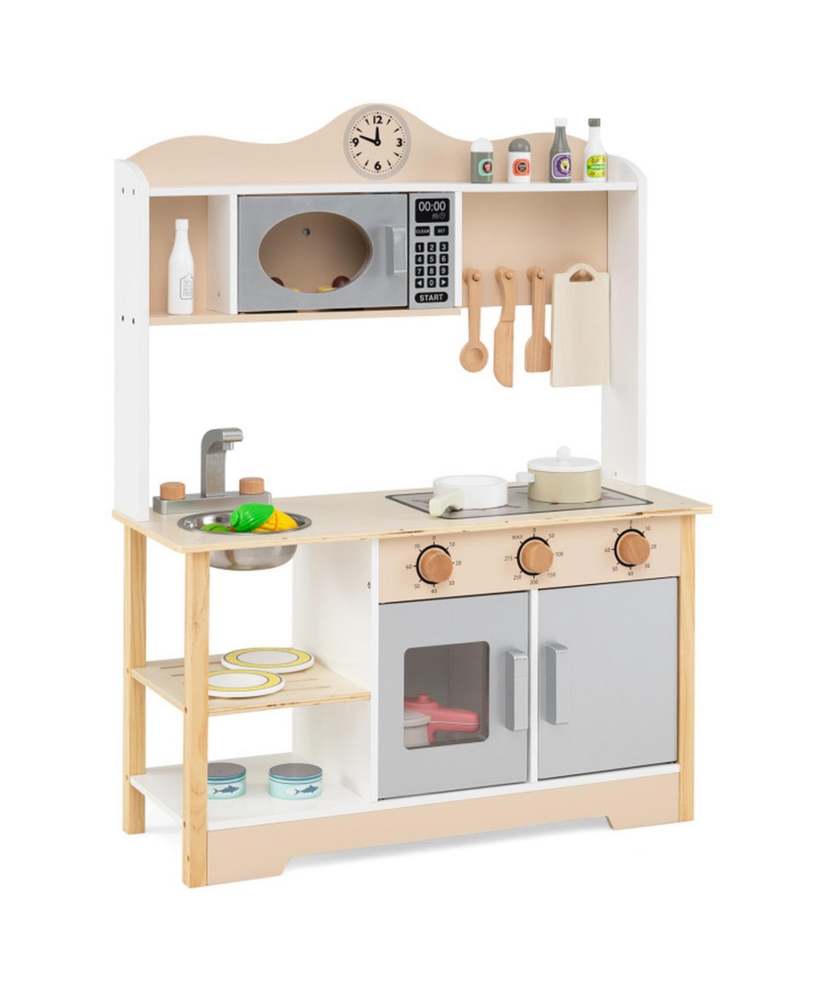 Click here for Hongge Printed Clock Wooden Toy Kitchen  13-Piece... prices