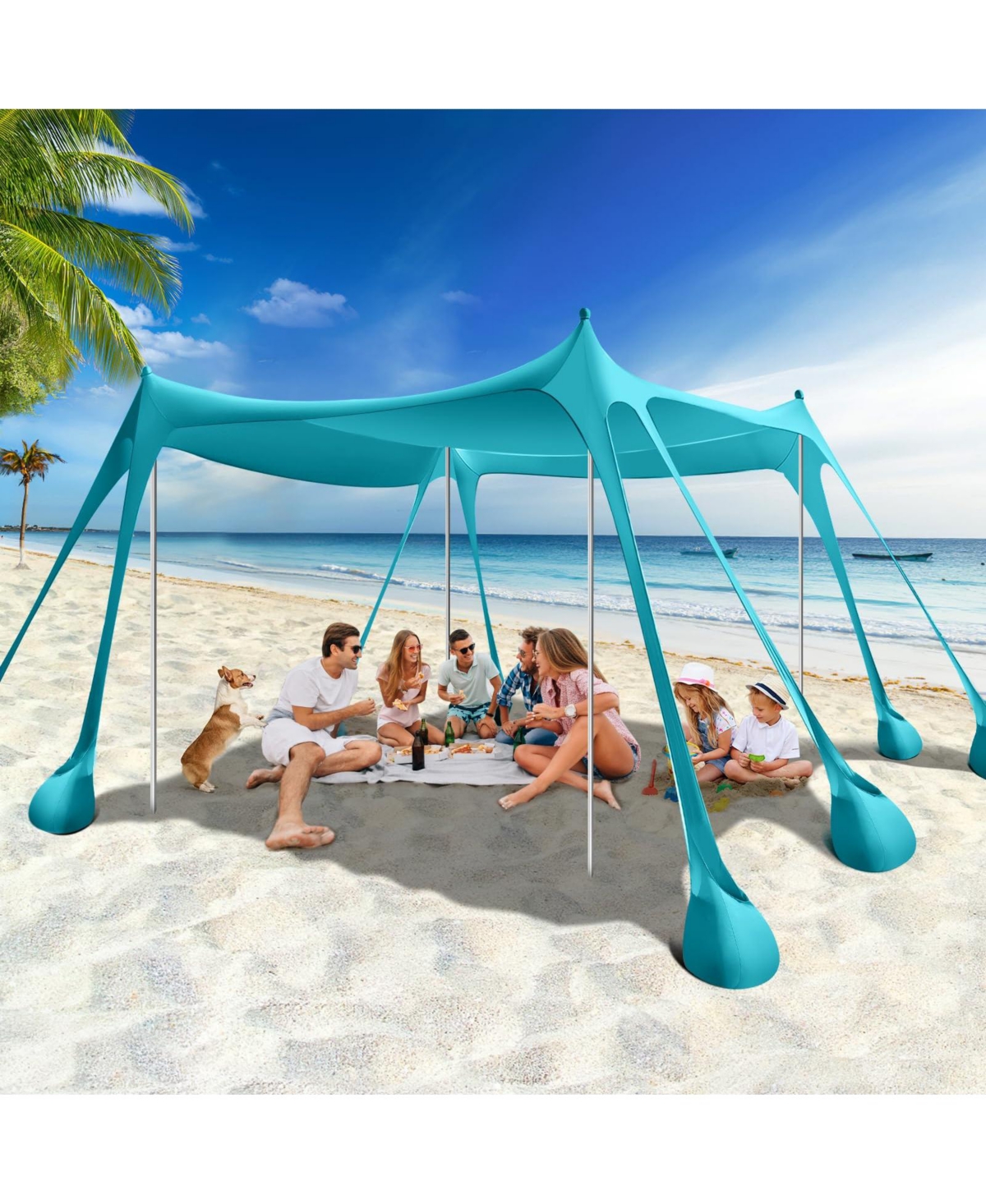 Click here for Aofar Beach Tent Shade Sun Shelter Sandbags Poles... prices