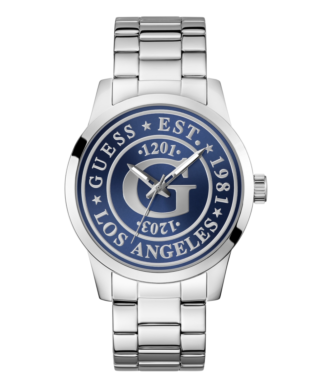 Click here for Guess Mens Quartz Silver-Tone Stainless Steel Watc... prices